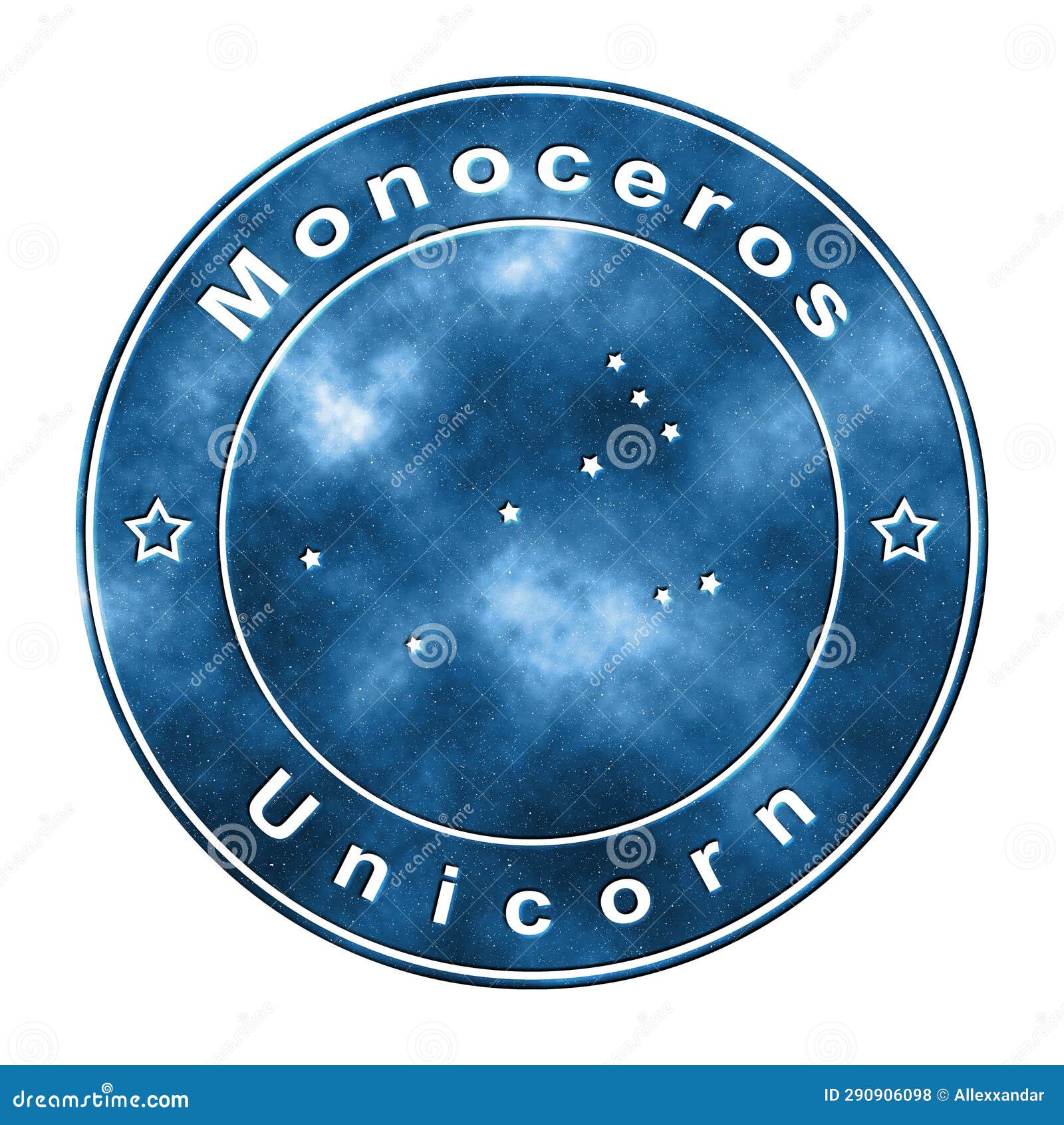 Monoceros The Unicorn Constellation Map On A Starry Space Background ...