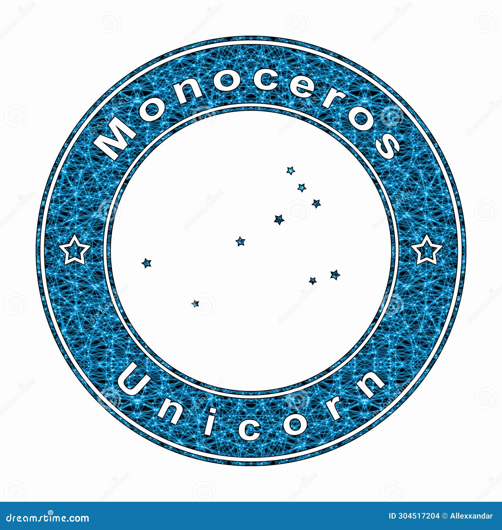 Monoceros The Unicorn Constellation Map On A Starry Space Background ...