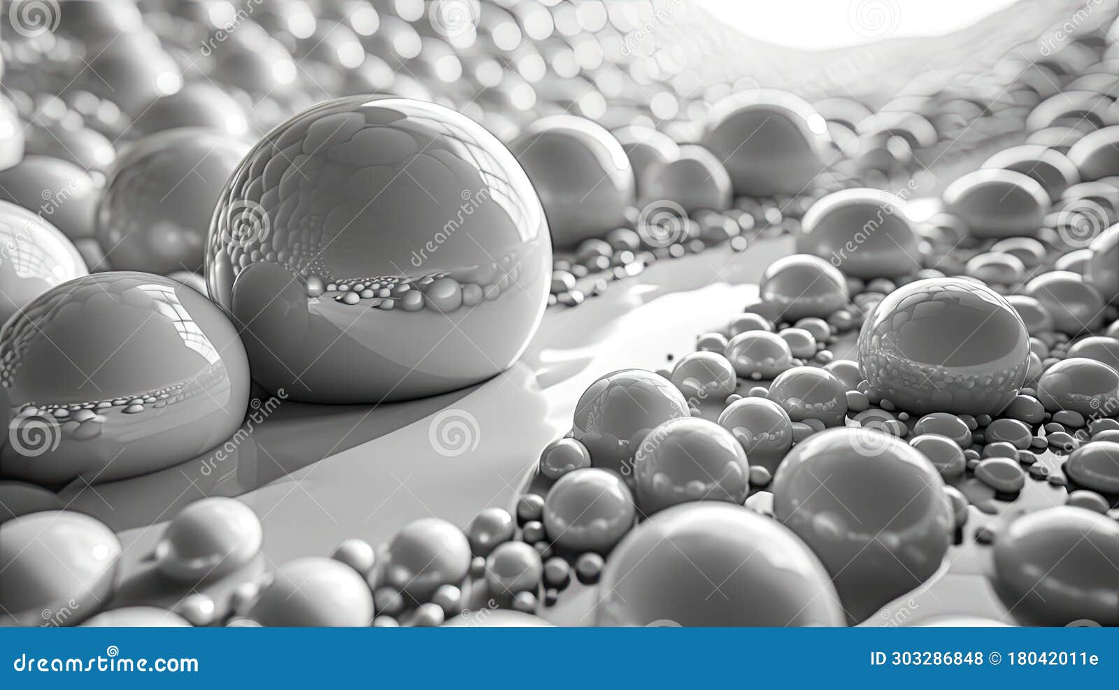 Monochromatic Abstract Depiction of Spherical Shapes Creates a 3D ...