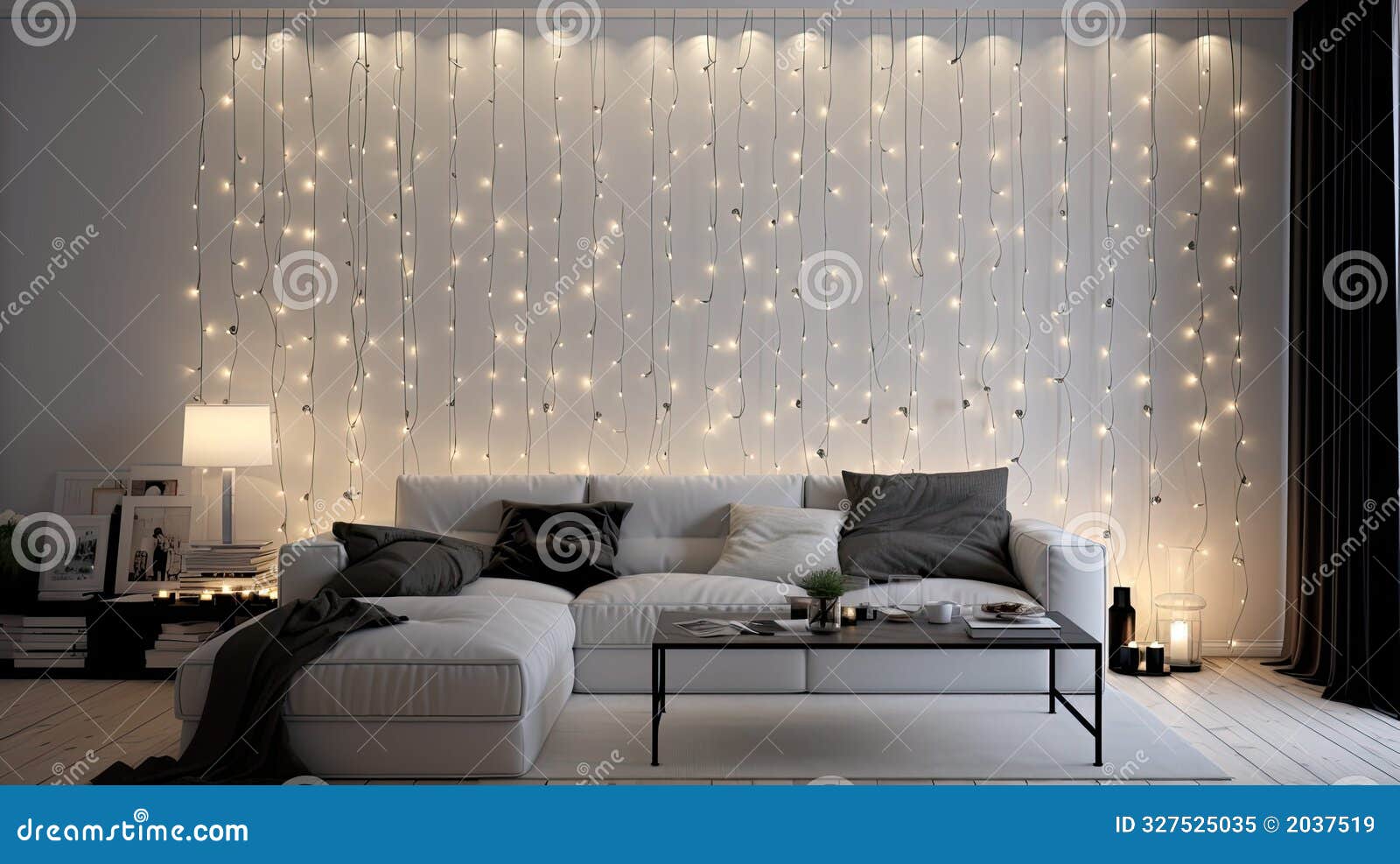 Monochromatic Black and White String Lights Stock Illustration ...