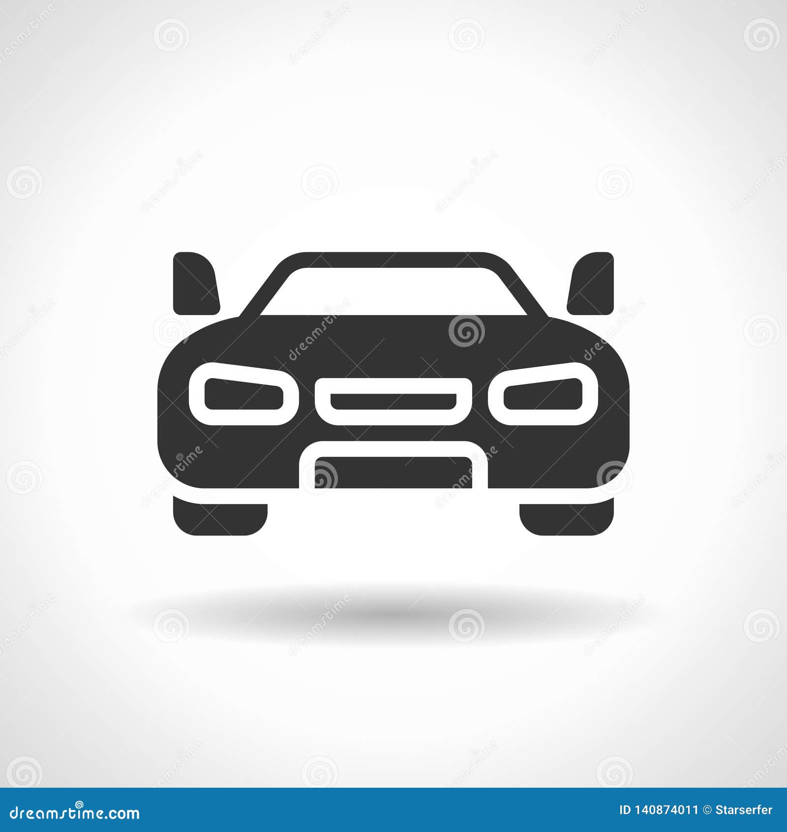 Monochromatic Car Icon with Hovering Effect Shadow Stock Vector ...