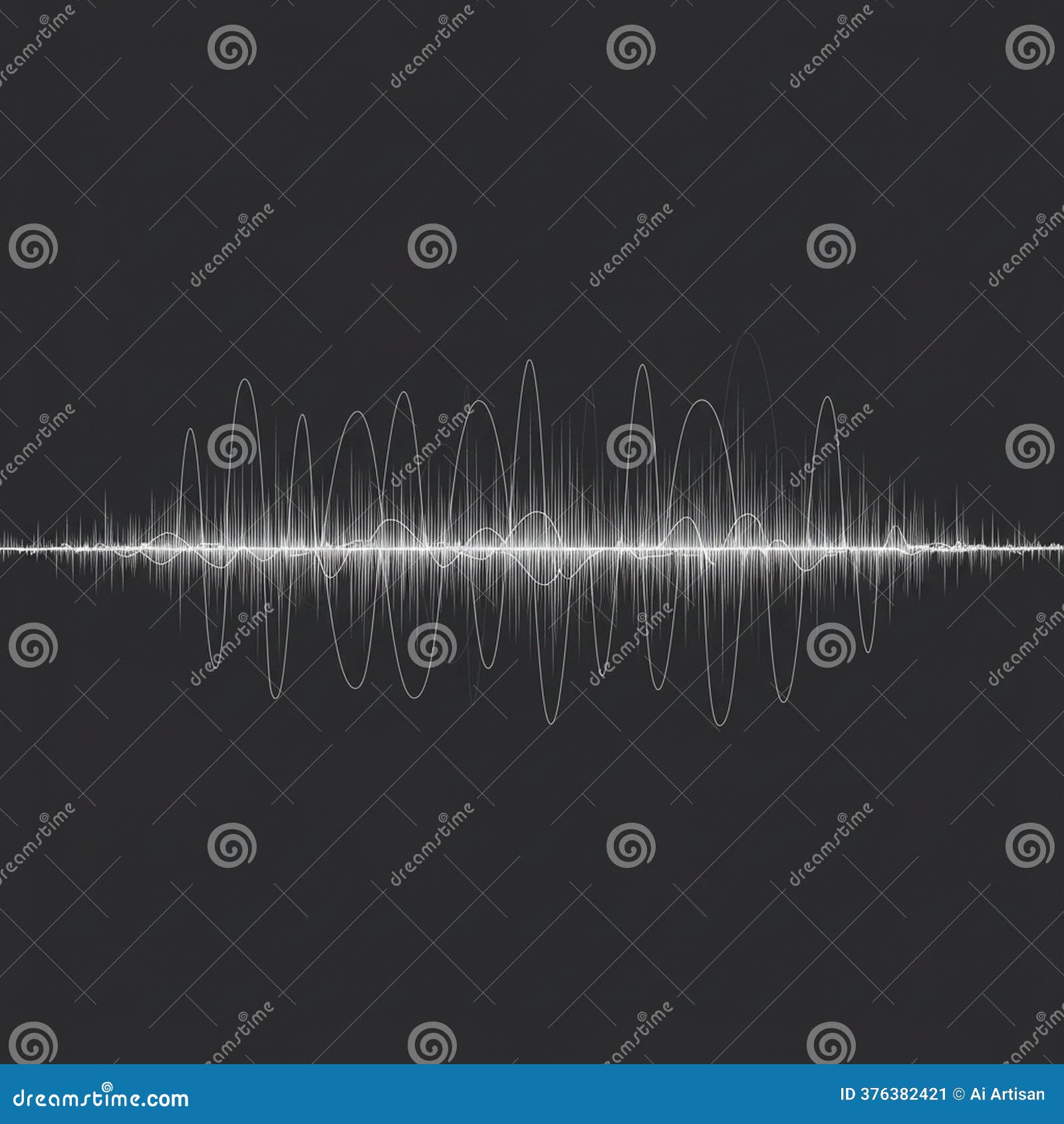 Monochromatic Depiction Of A Sound Wave Pattern On A Dark Background ...