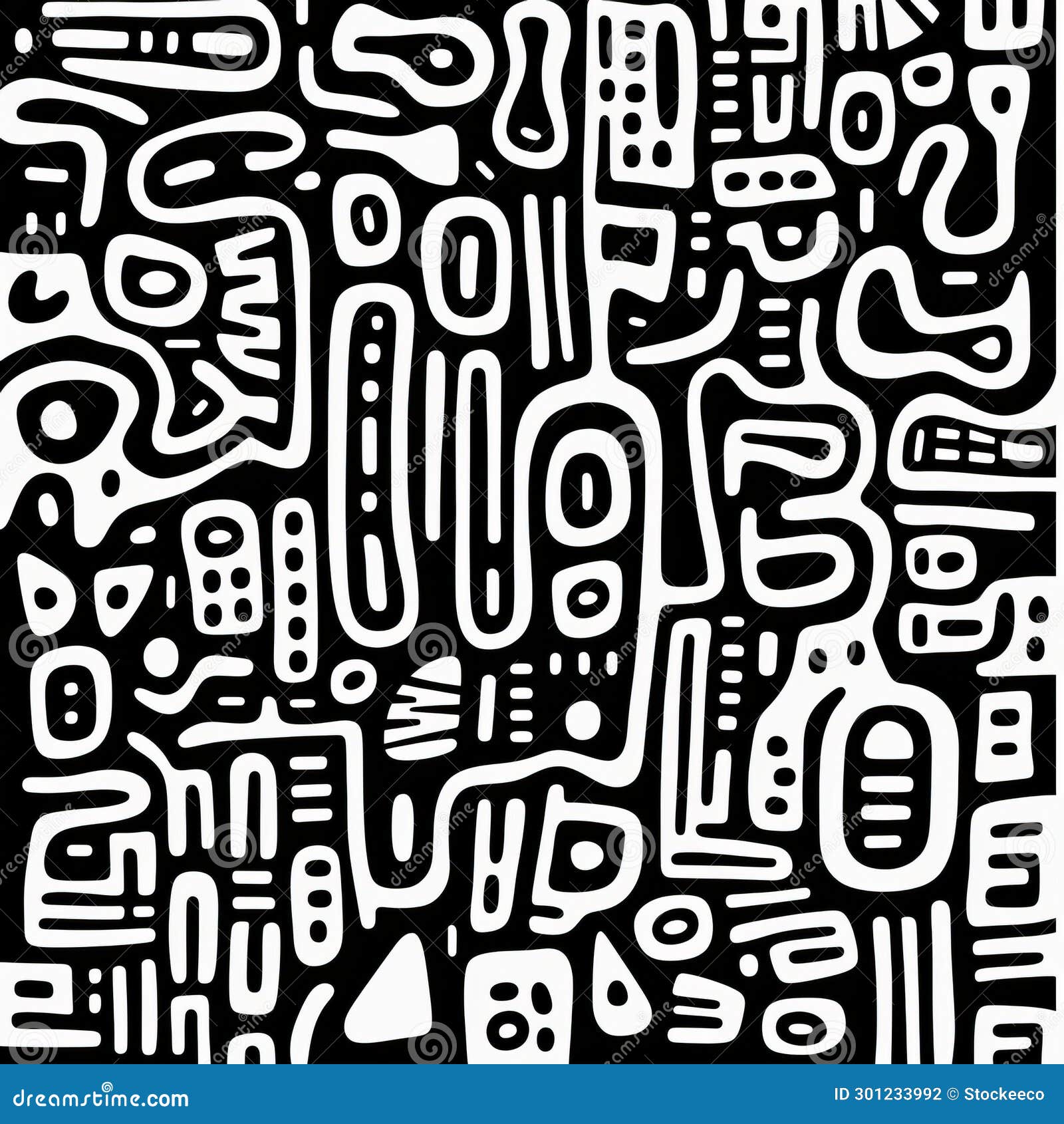 Monochromatic Doodle Art: Abstract Background Design Inspired by Moche ...