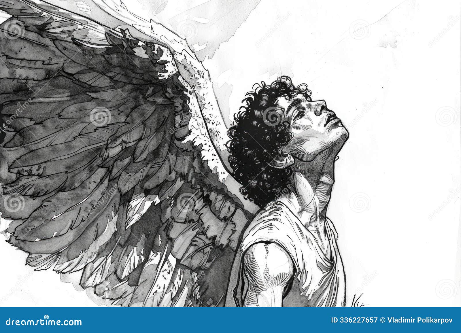 A Monochromatic Drawing of a Person with Wing-like Appendages, Suitable ...