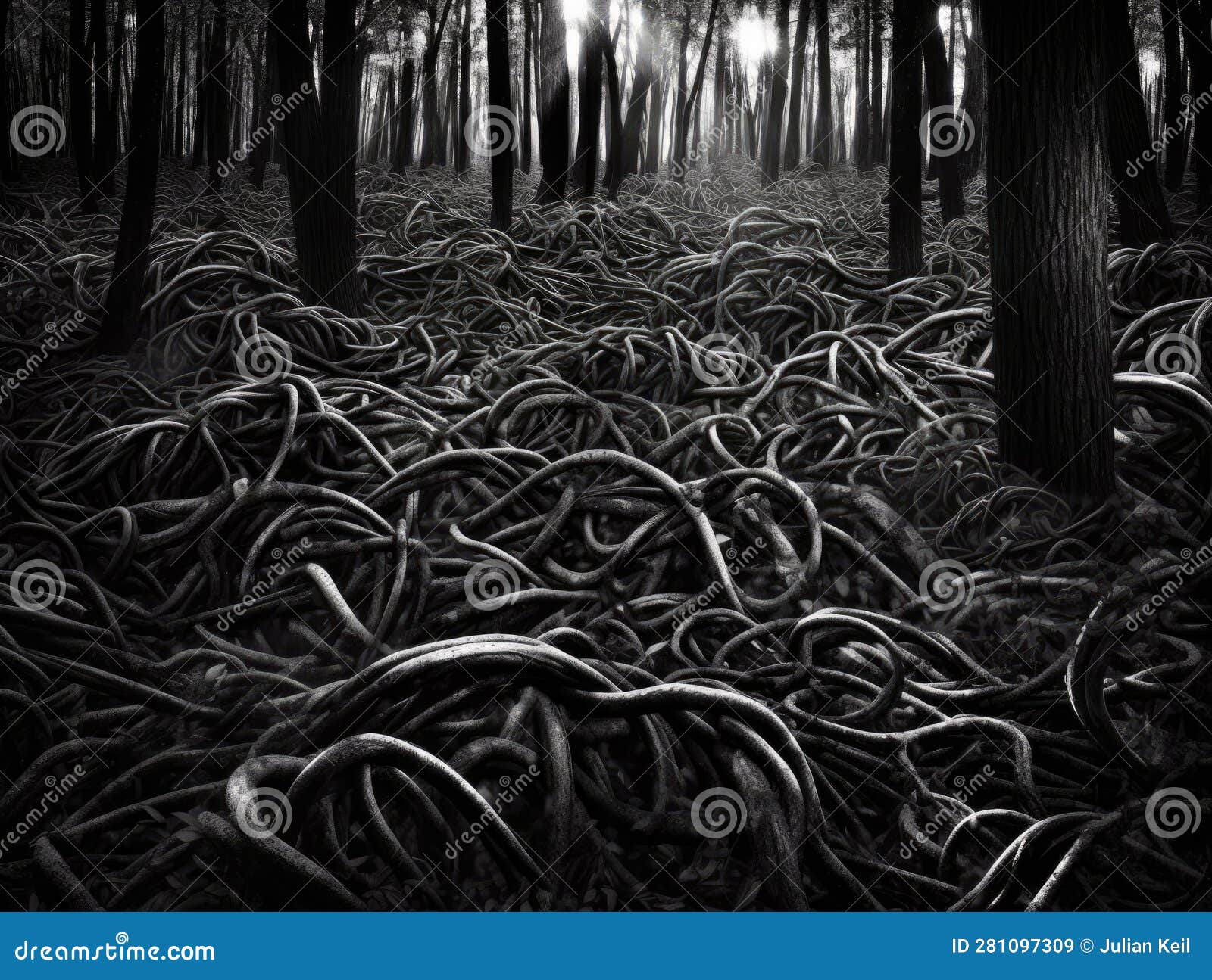 Surreal Dreamscape of Twisting Shadows Stock Illustration ...