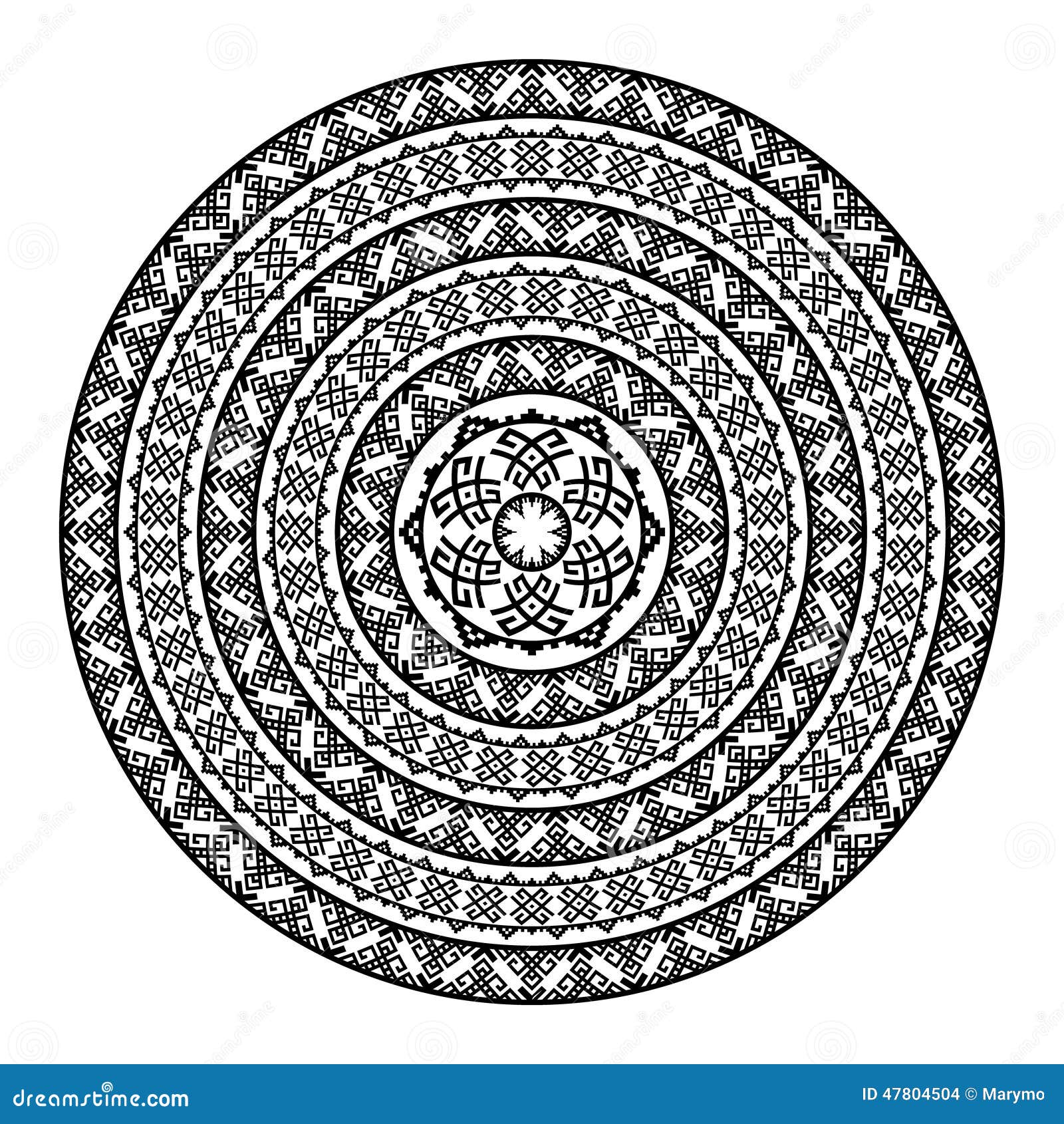 Monochromatic Ethnic Round Border Pattern Stock Vector - Illustration ...