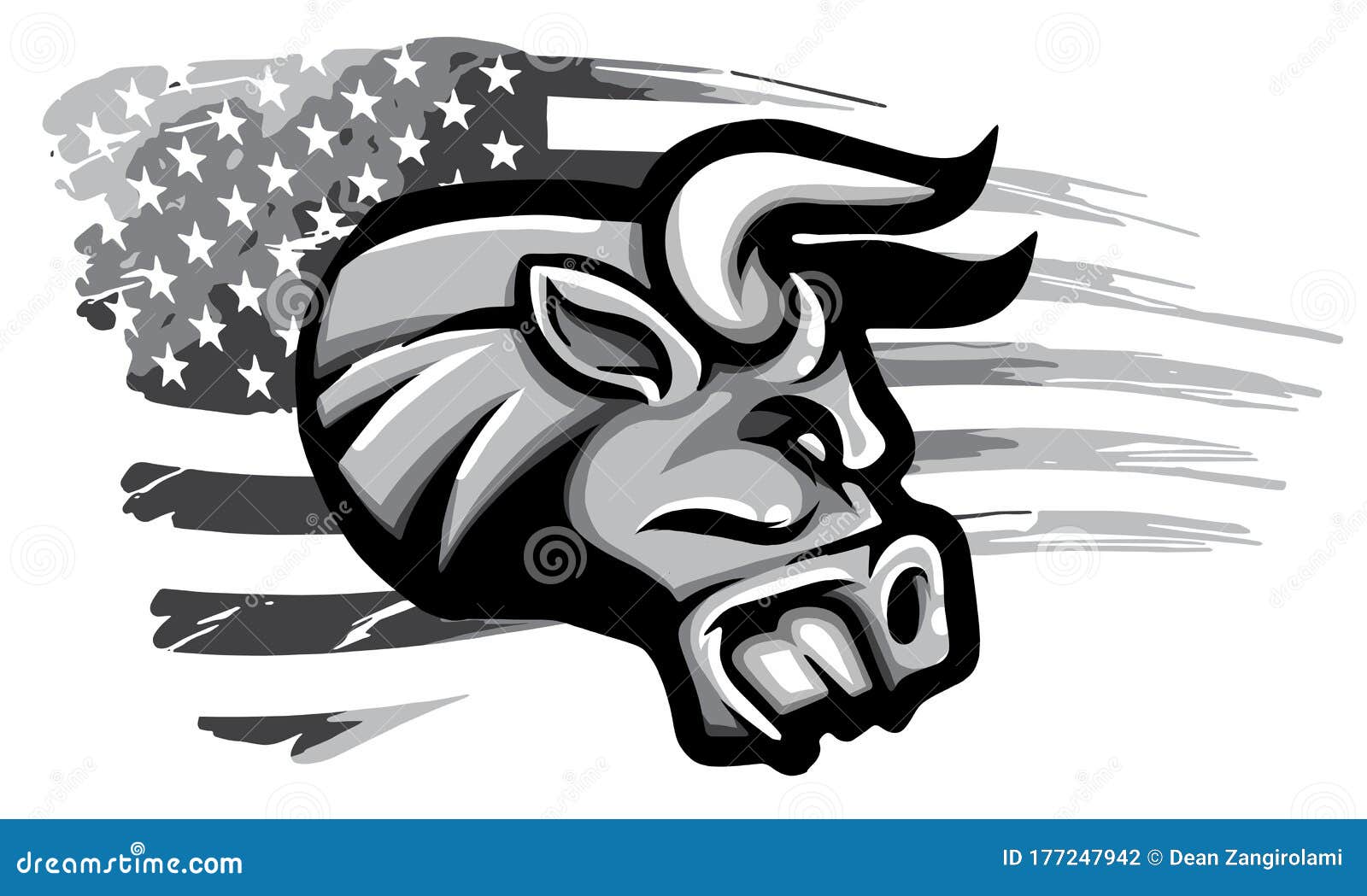 Monochromatic Face of an Angry and Threatening Bull Stock Vector ...
