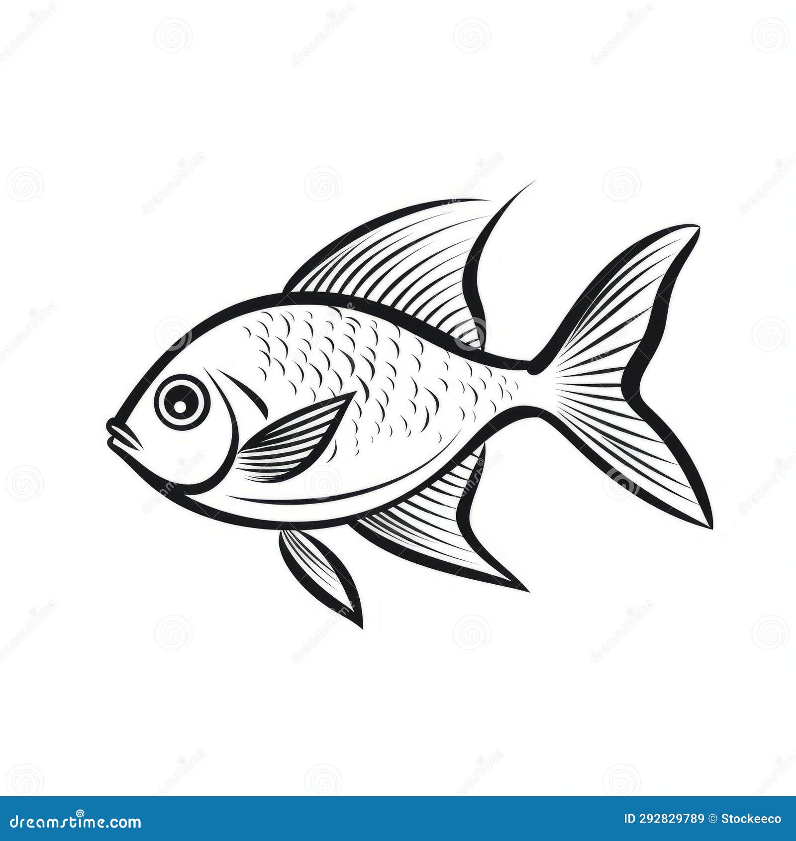 Monochromatic Fish Illustration with Clean and Sharp Inking Stock ...