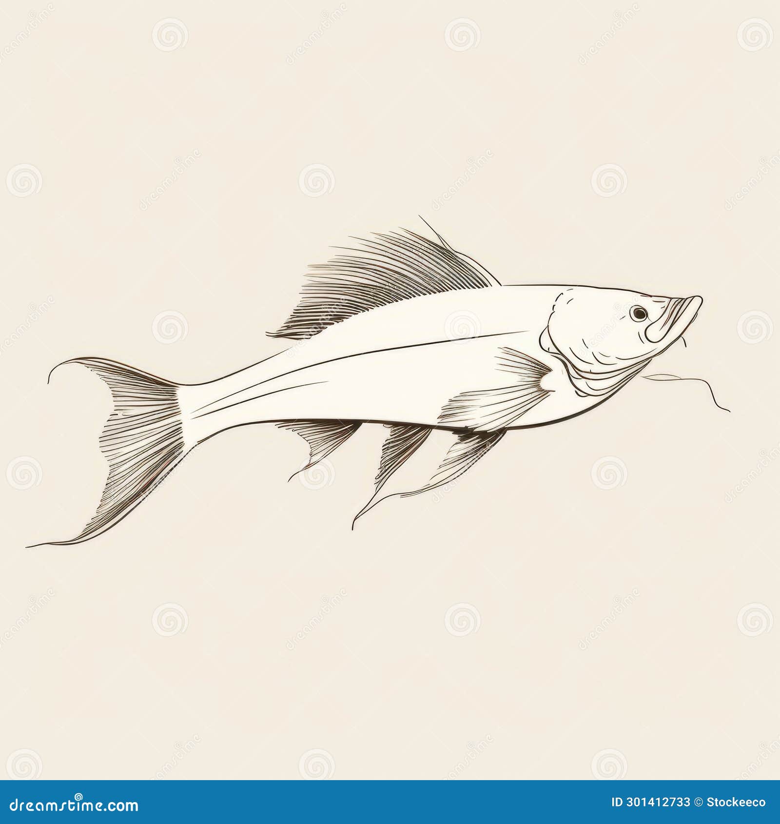 Monochromatic Fish Illustration On White Background Stock Photo ...