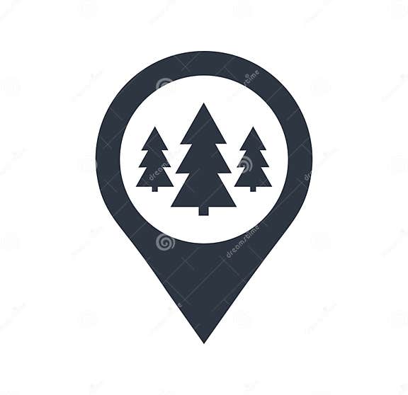 Monochromatic Forest Map Symbol Stock Illustration - Illustration of ...