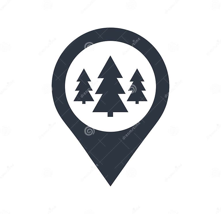 Monochromatic Forest Map Symbol Stock Illustration - Illustration of ...