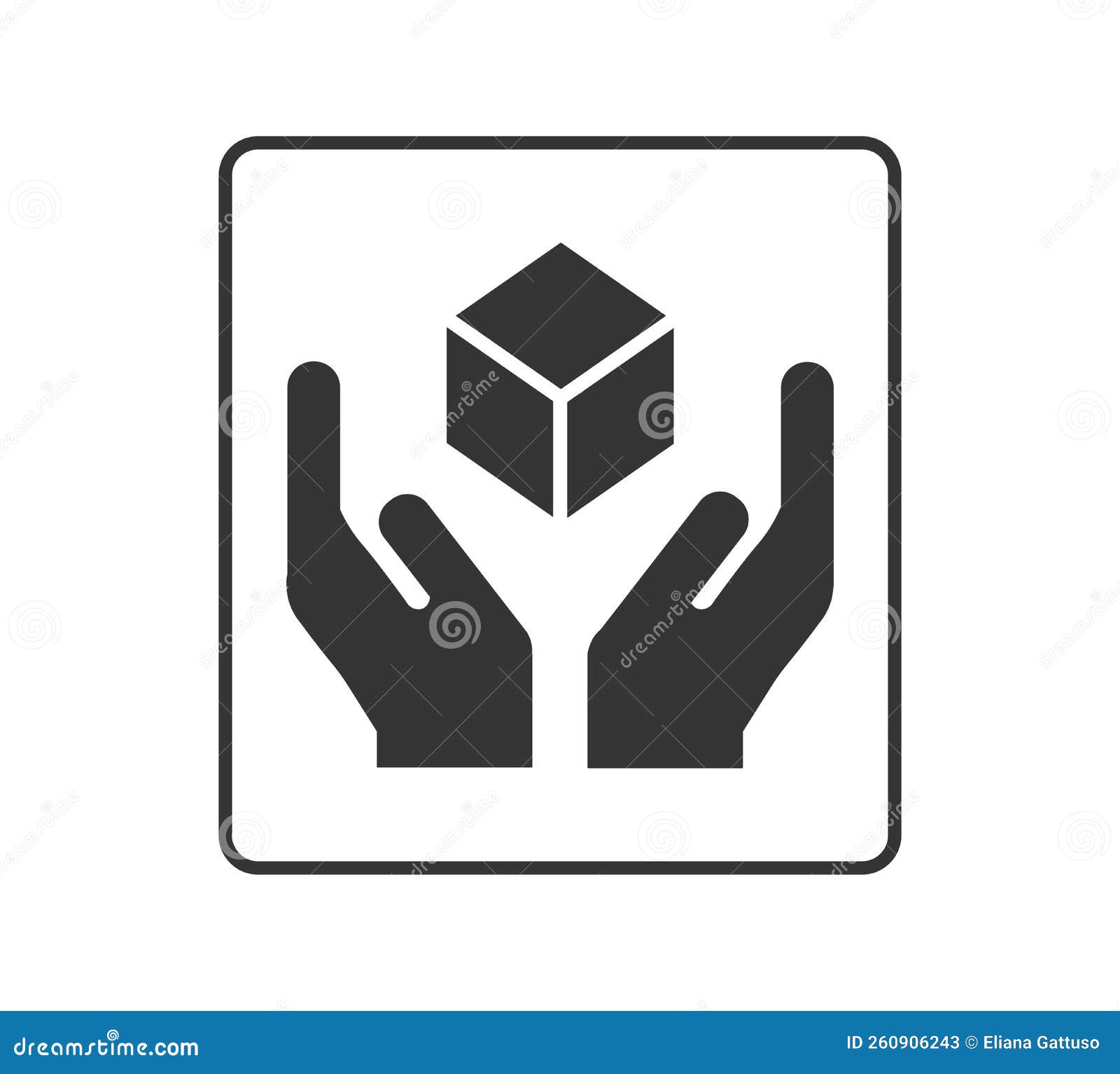 Monochromatic Handle with Care Sign Vector. Concept of Packaging. Stock ...