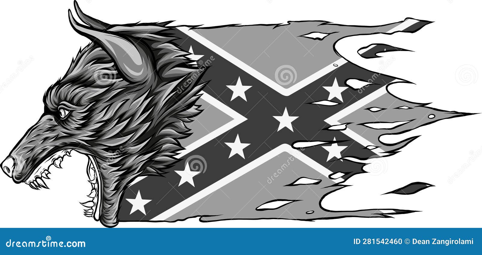 Confederate Flag With Wolf