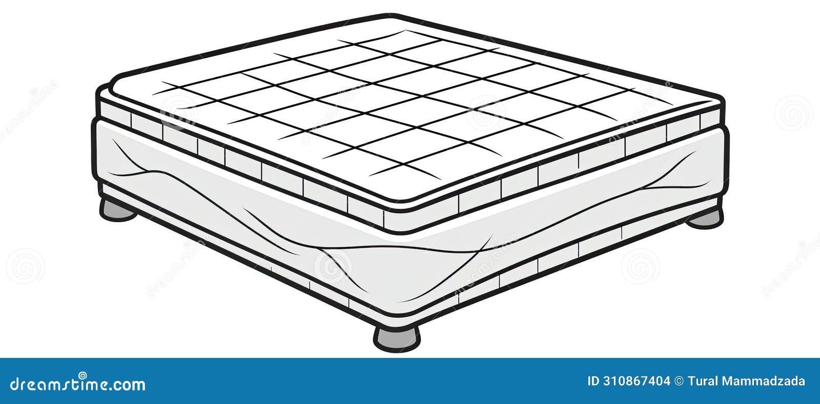 Monochromatic Illustration of a Bed with a Rectangular Mattress Stock ...