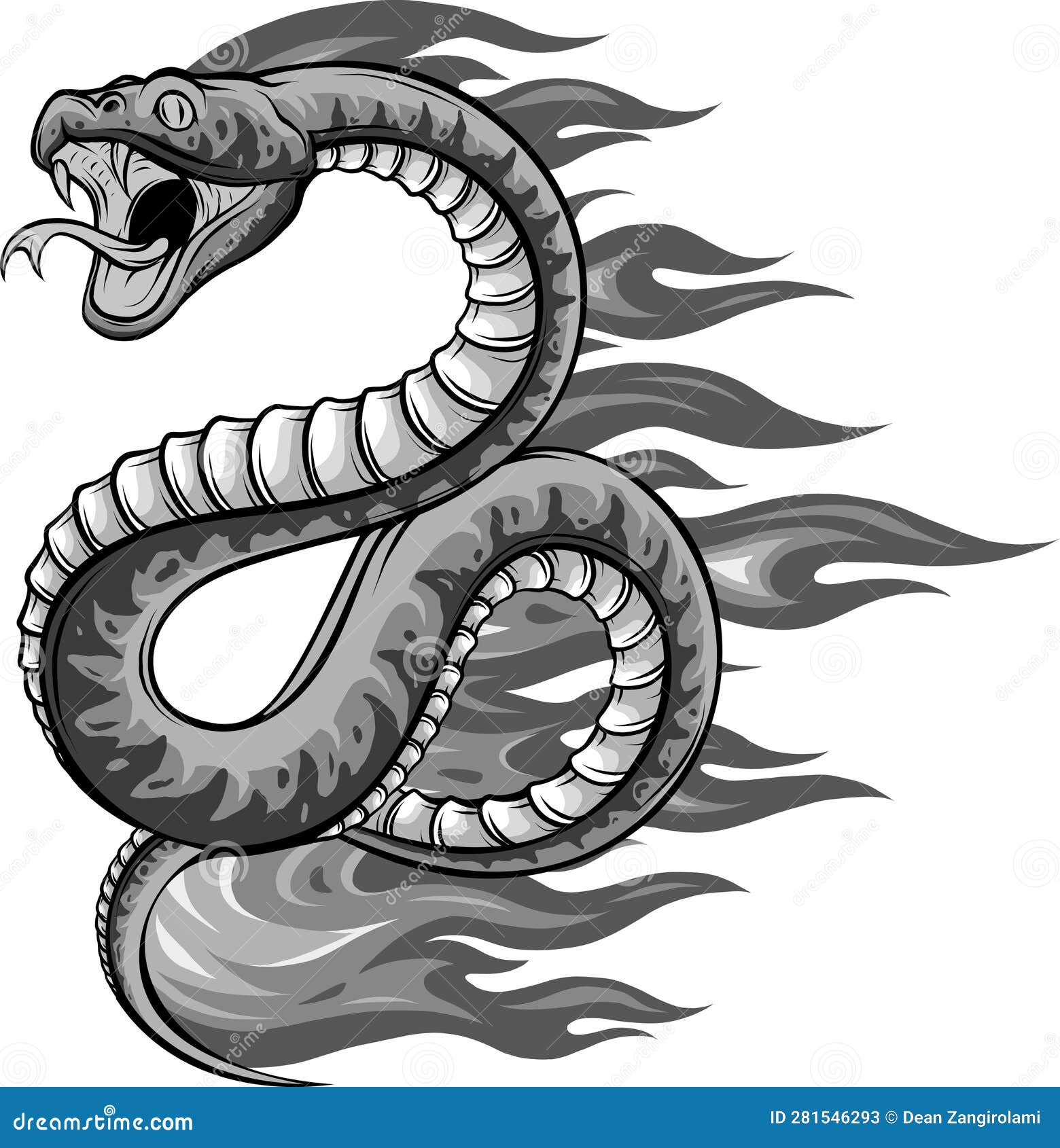 Monochromatic Snake And Heart Tattoo. Symbol Of Love, Envy, Evil T ...