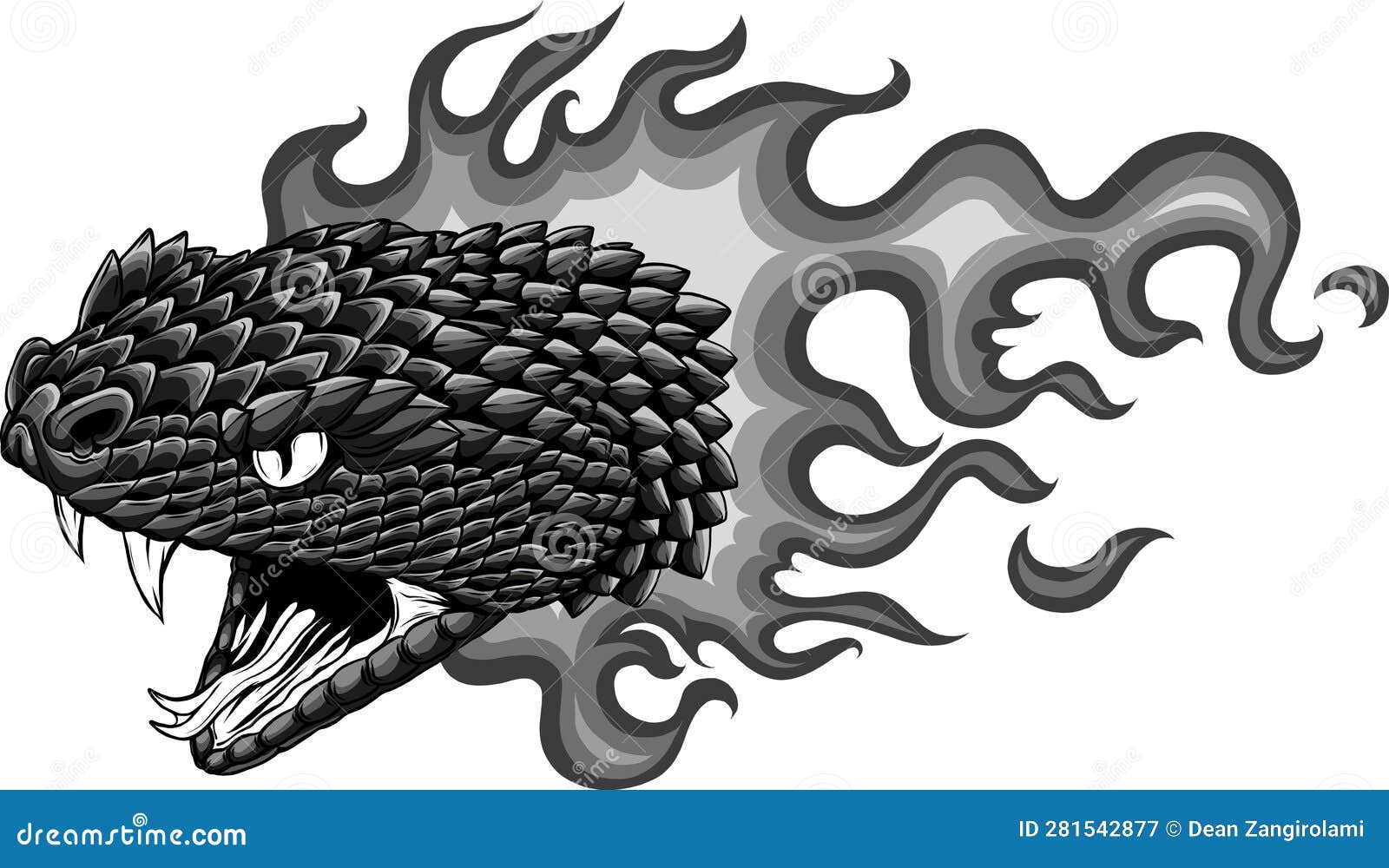 Monochromatic Illustration of Viper Snake with Flame Stock Vector ...