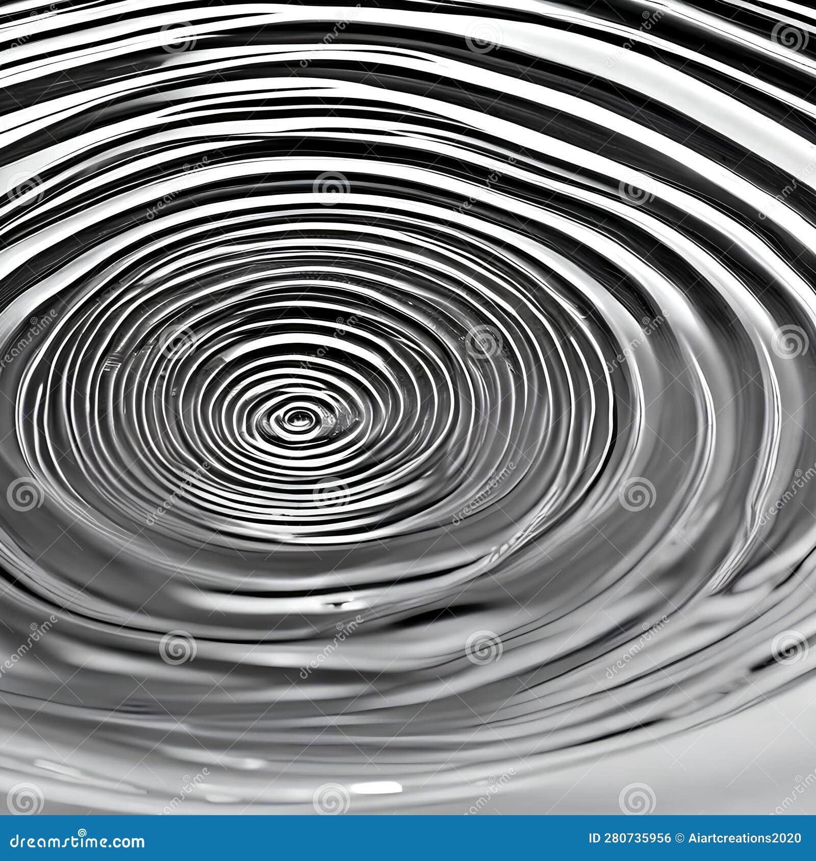 A Monochromatic Image of a Single Droplet of Water Creating Ripples in a Still Pool, Capturing a ...