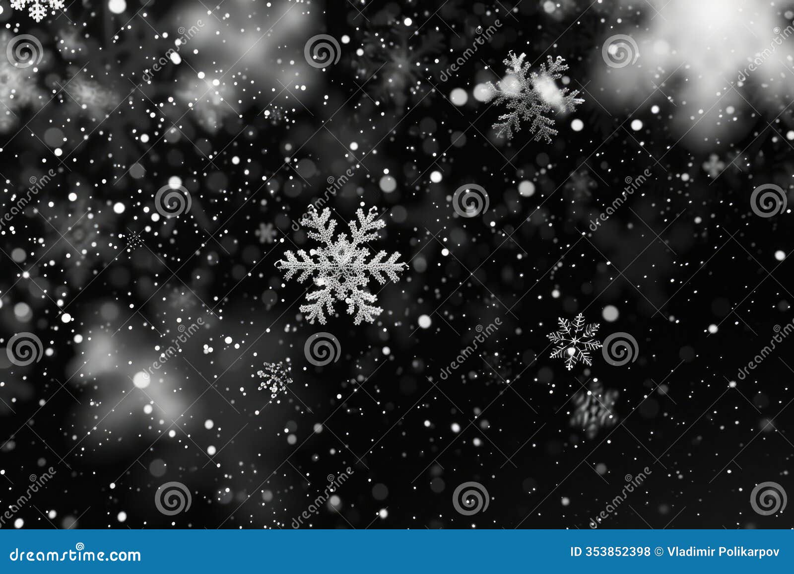 A Monochromatic Image of Snow Flakes Falling. Suitable for Winter ...