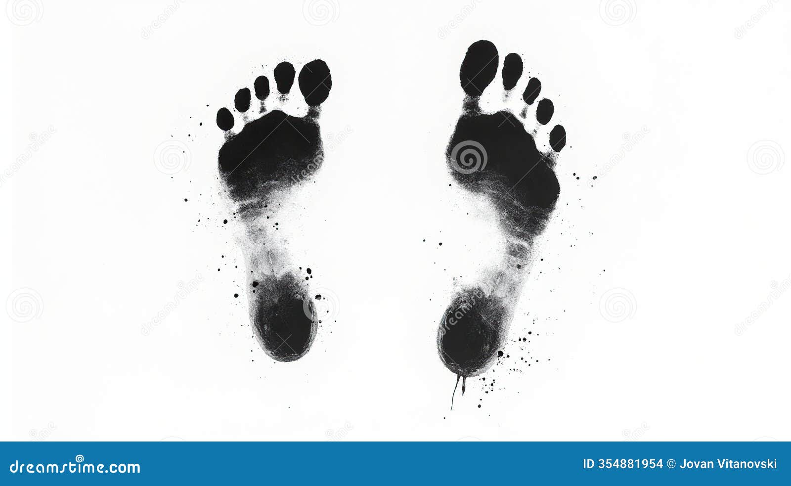Monochromatic Ink Print of Two Human Footprints on White Background ...