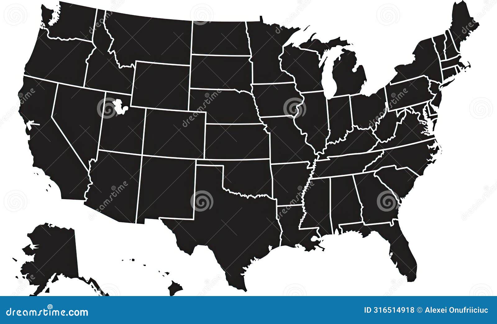 Black and White Map of the US with a Clean Design and Intricate Pattern ...