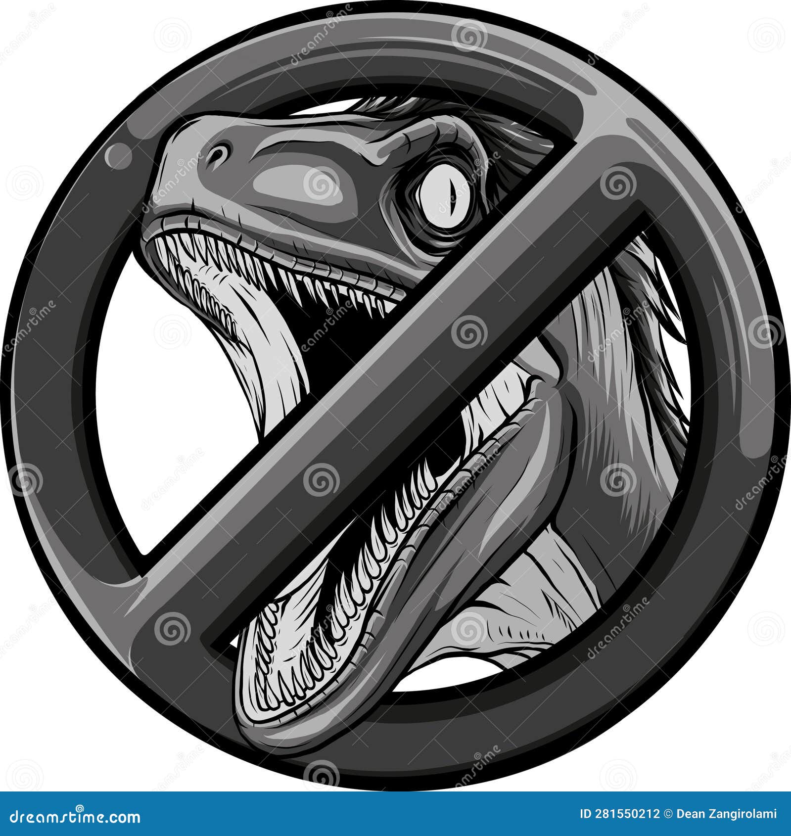 Monochromatic Velociraptor Head Logo On White Background Cartoon Vector ...