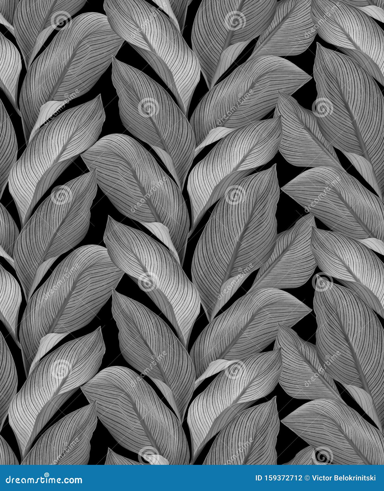Monochromatic Photo Collage Topical Leafy Pattern Stock Photo - Image ...