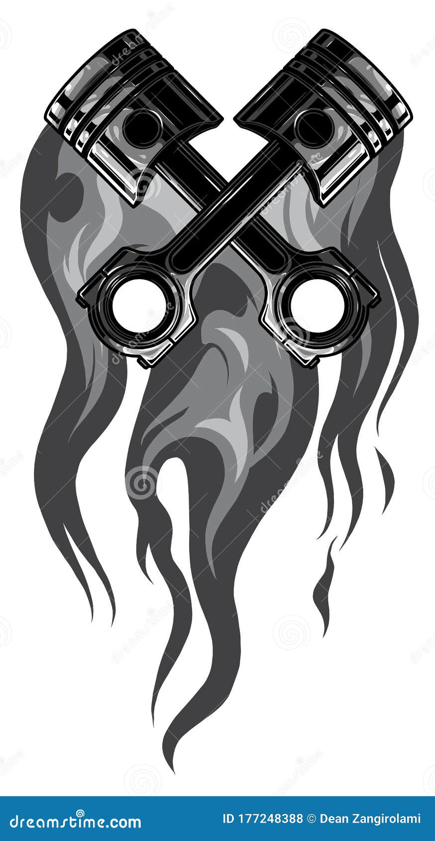 Monochromatic Piston on a Fire Background Vector Illustration Stock ...