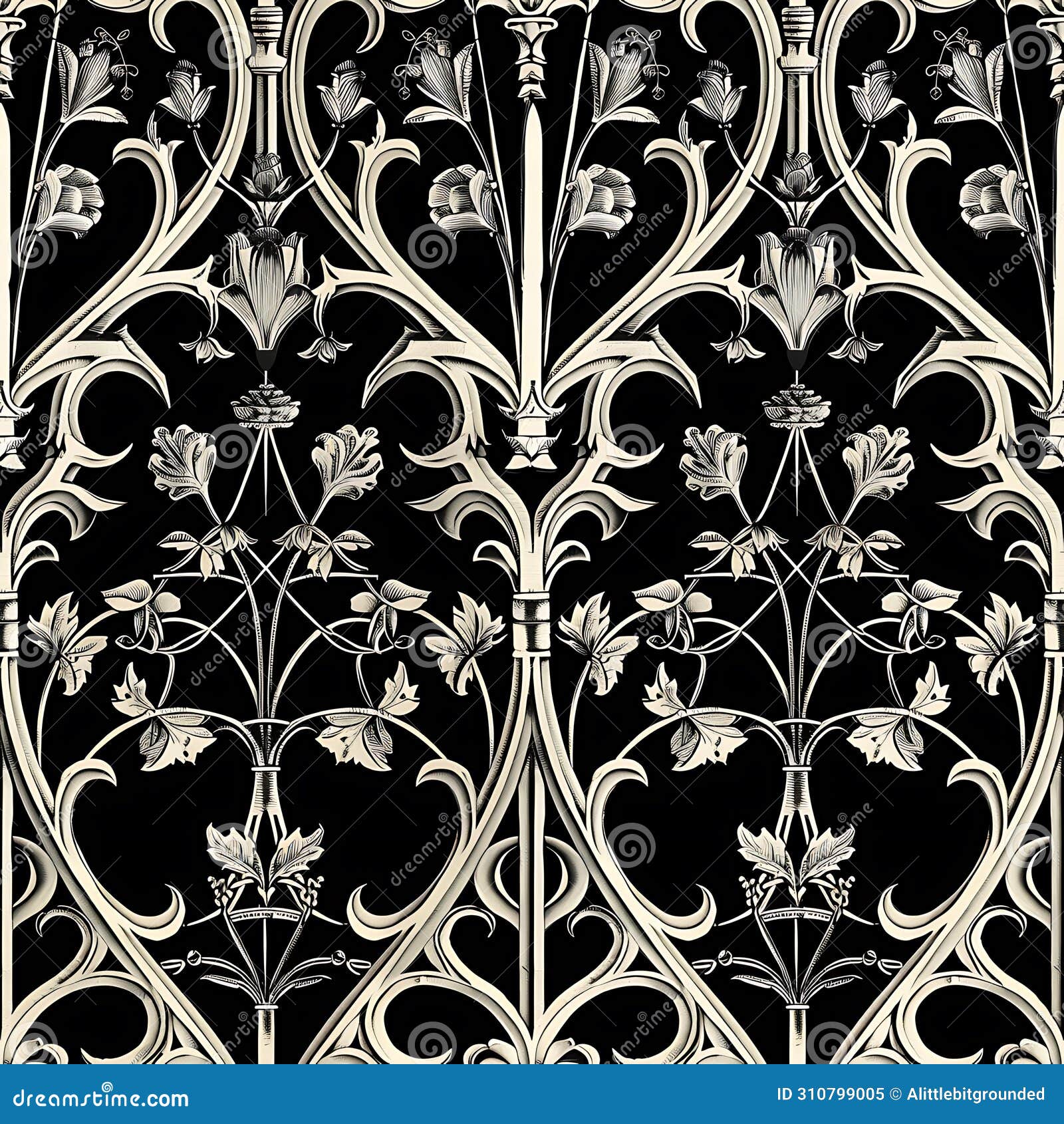 Elegant Gothic Wallpaper Seamless Tile Stock Illustration ...