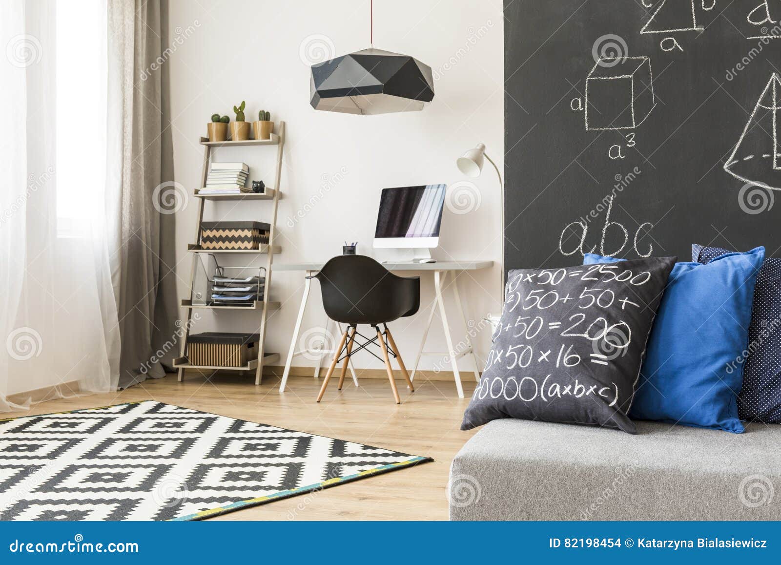 Monochromatic Room for Mathematician Stock Photo - Image of modern ...
