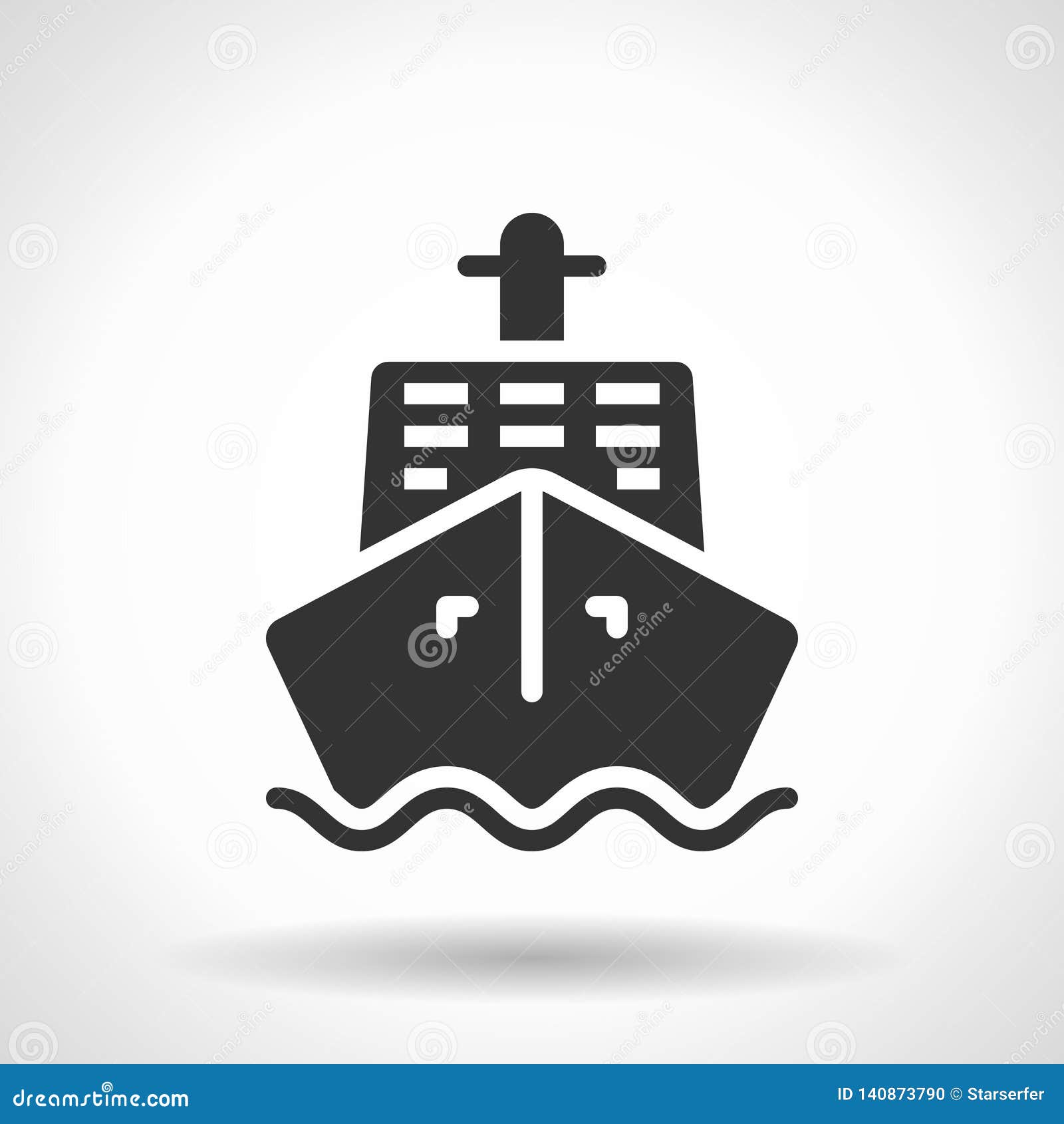 Monochromatic Ship Icon with Hovering Effect Shadow Stock Vector ...