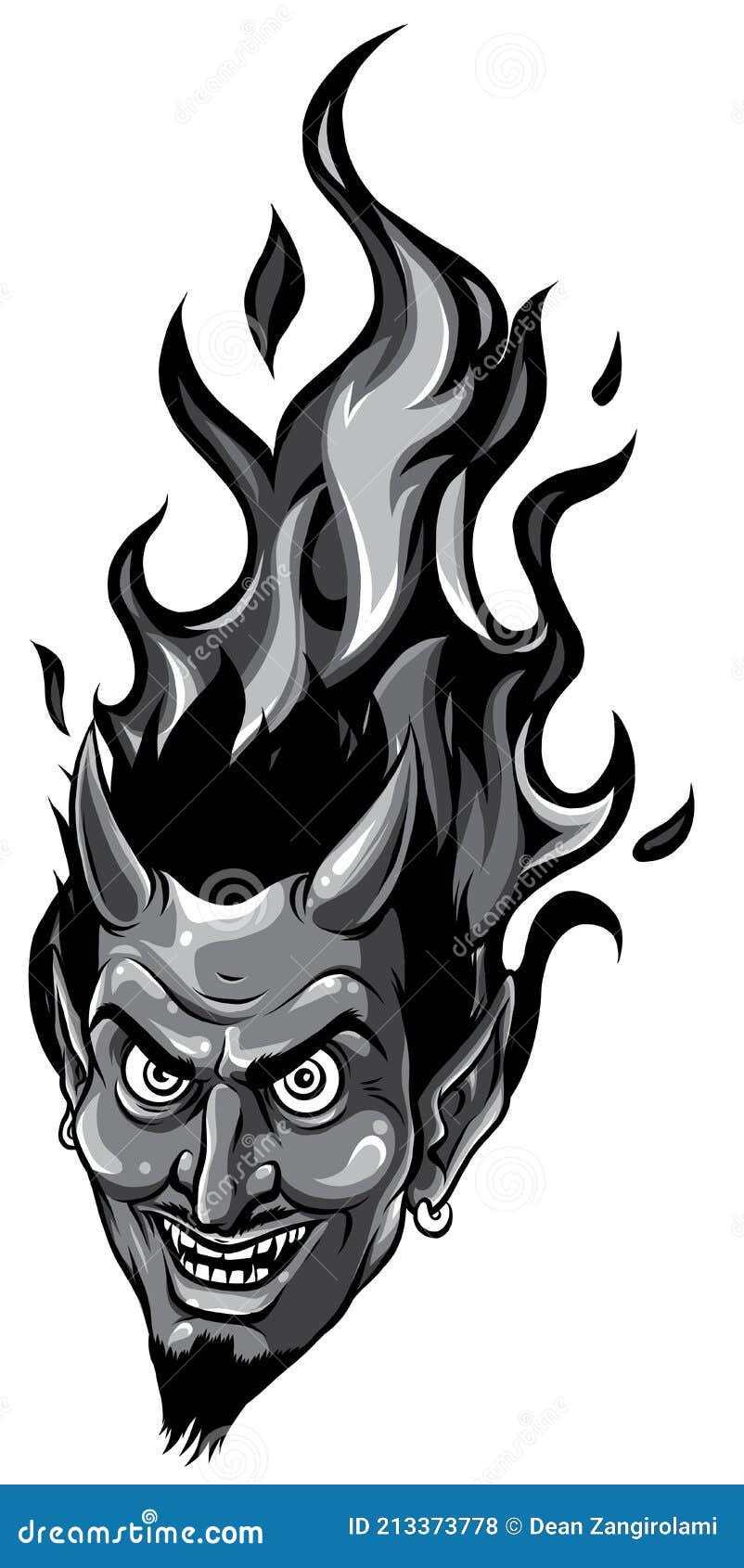 Monochromatic Smiling Devil Face. Vector Illustration. Image Design ...
