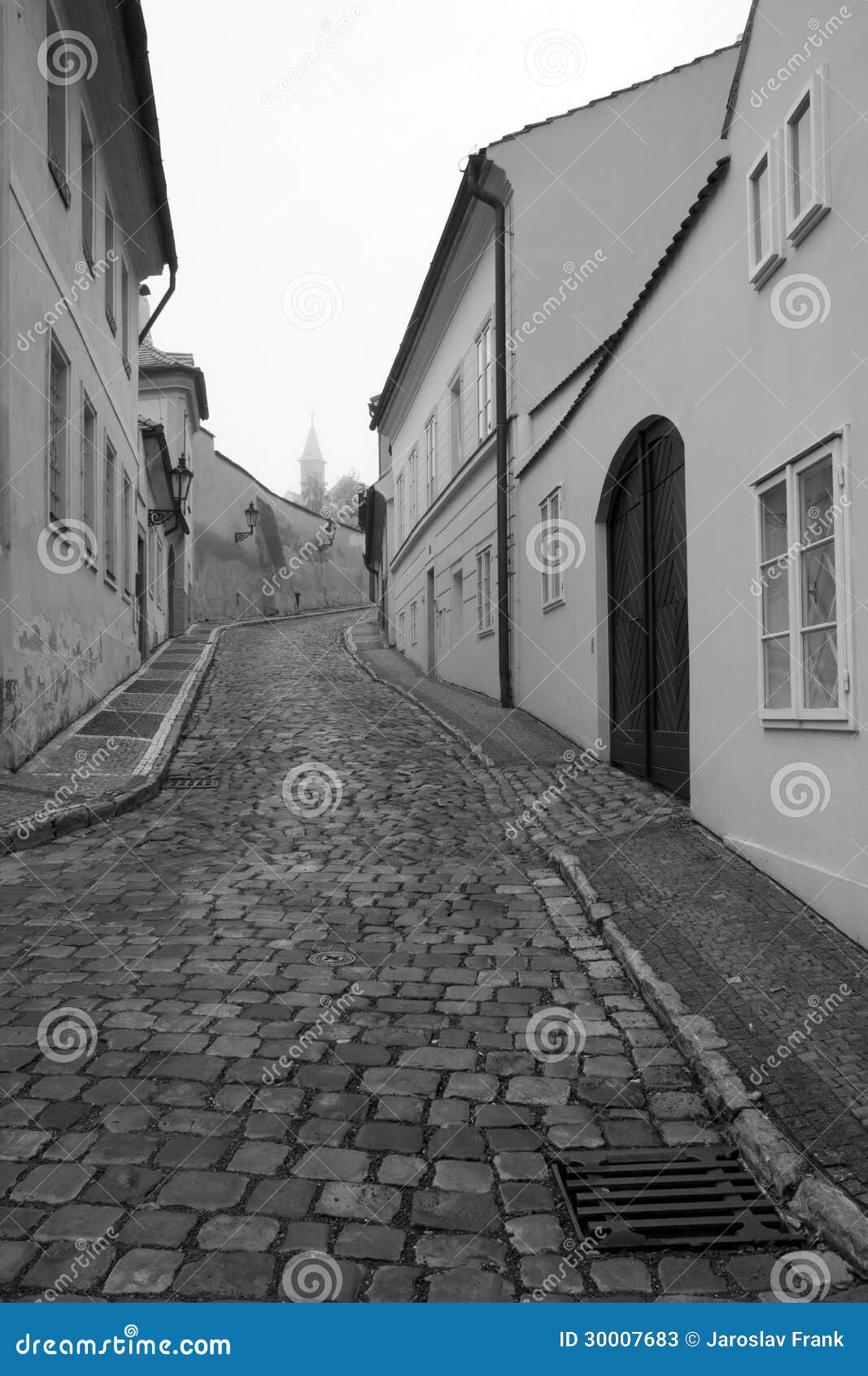 Monochromatic View of an Old Streets of Prague. Stock Image - Image of ...