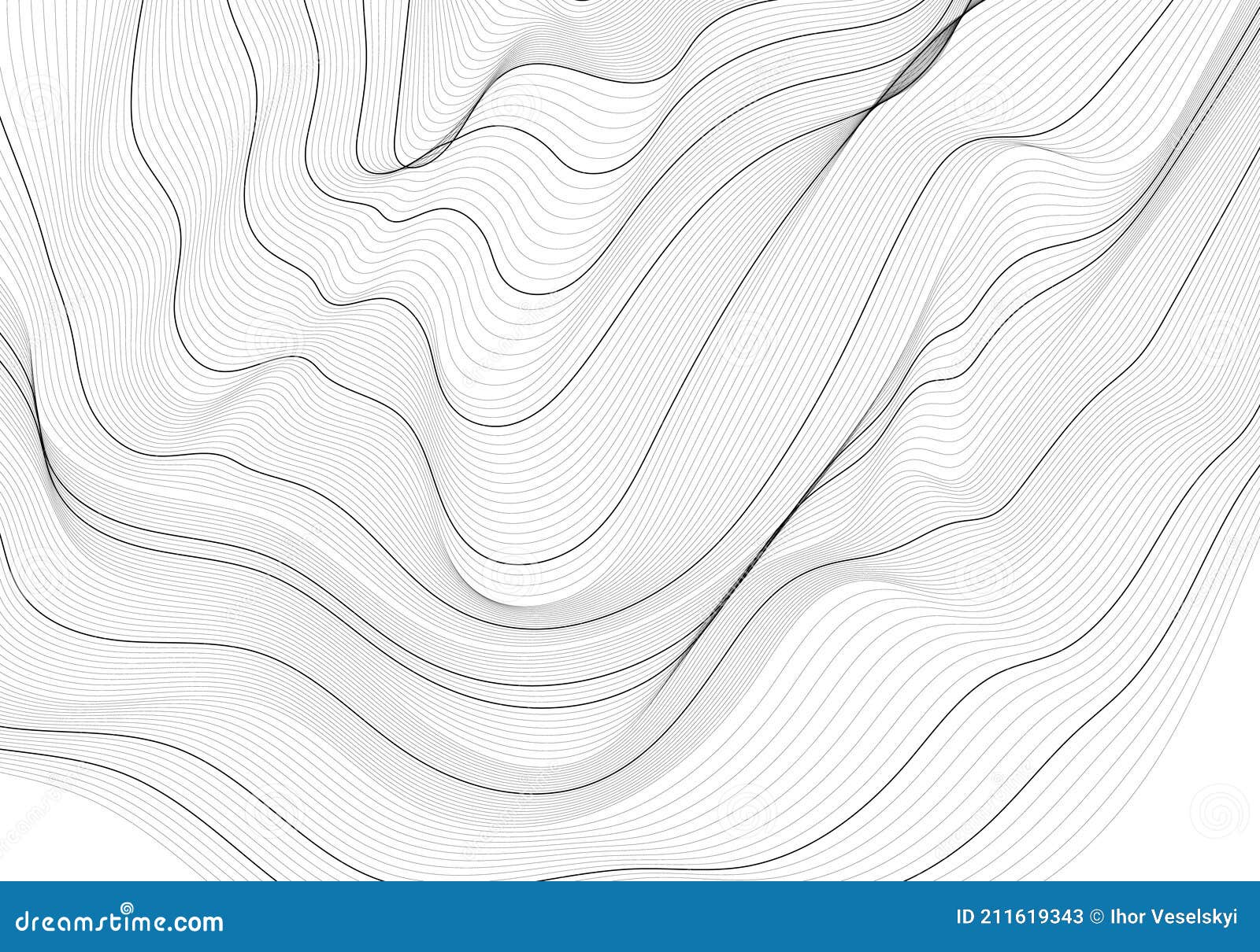 Monochrome Abstract Contour Line Illustration Stock Vector ...