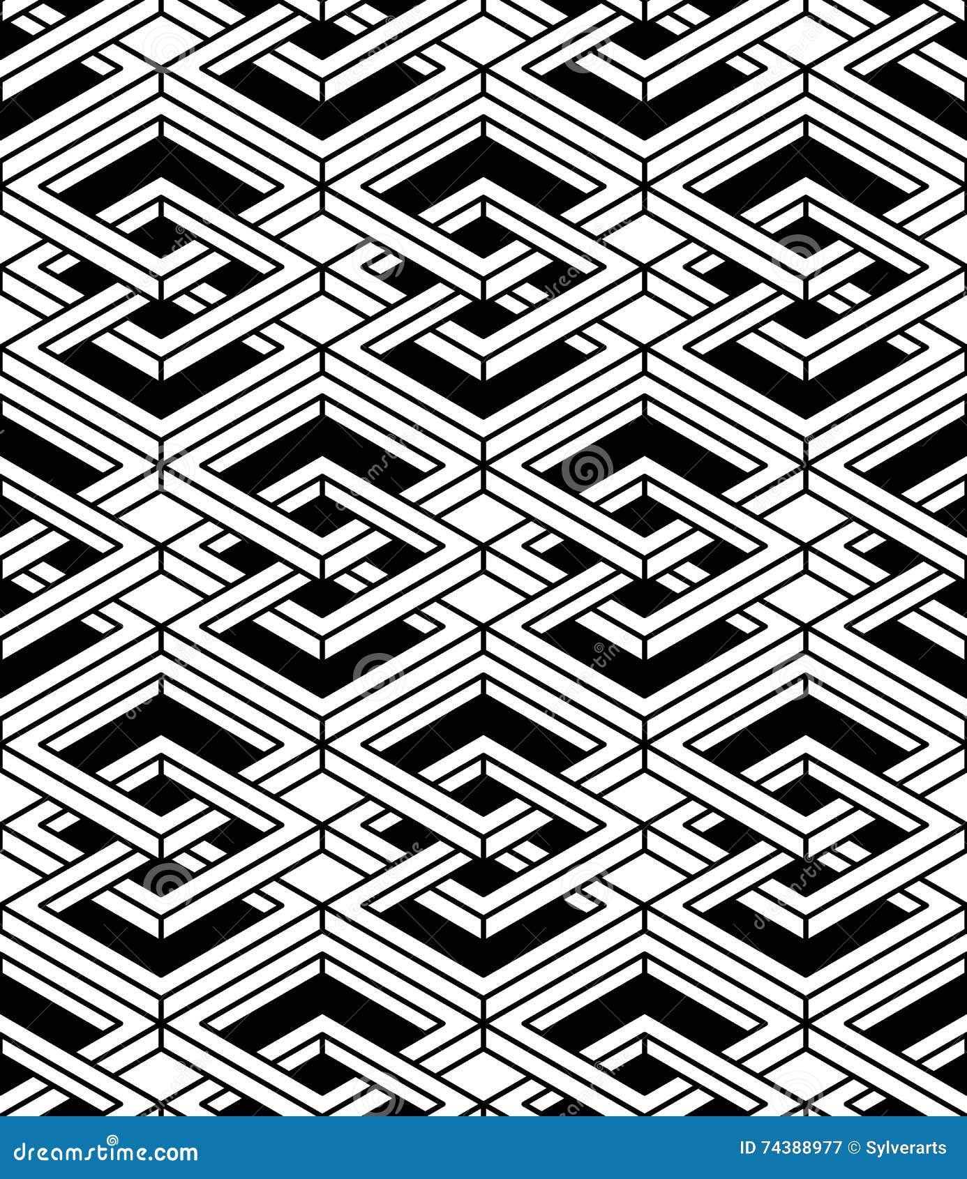 Monochrome Abstract Interweave Geometric Seamless Pattern. Vector Black ...