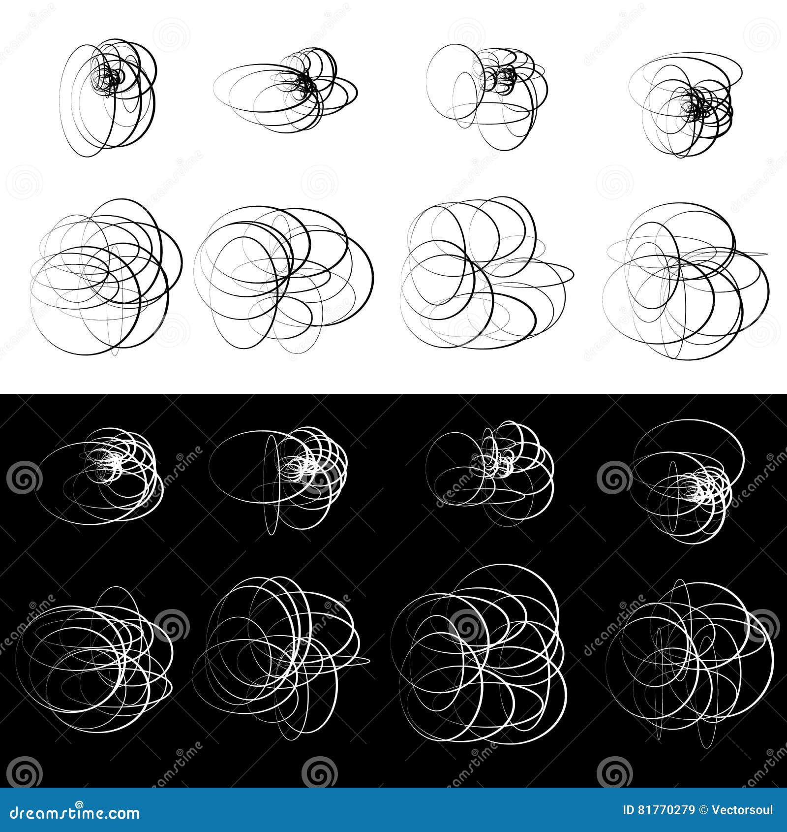 Monochrome Abstract Pattern with Random Curvy, Sketchy, Scribble Stock ...