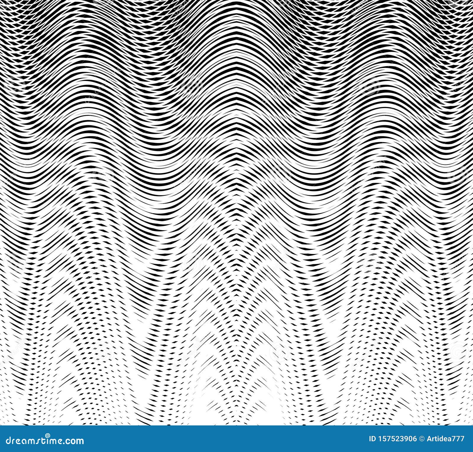 Monochrome Abstract Texture With Wavy Linear Graphic And Moire Effect
