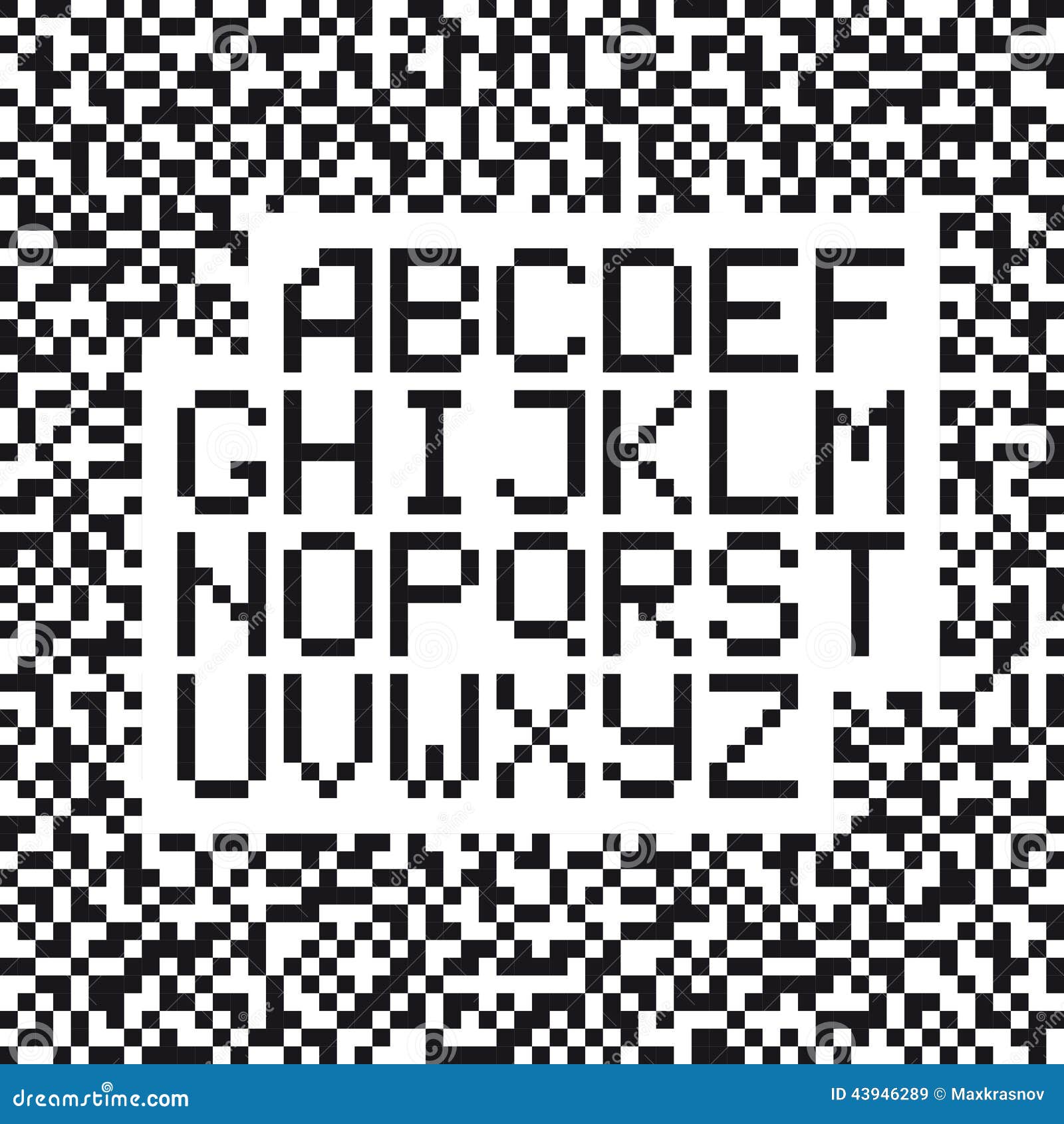 Monochrome Alphabet stock vector. Illustration of barcode - 43946289