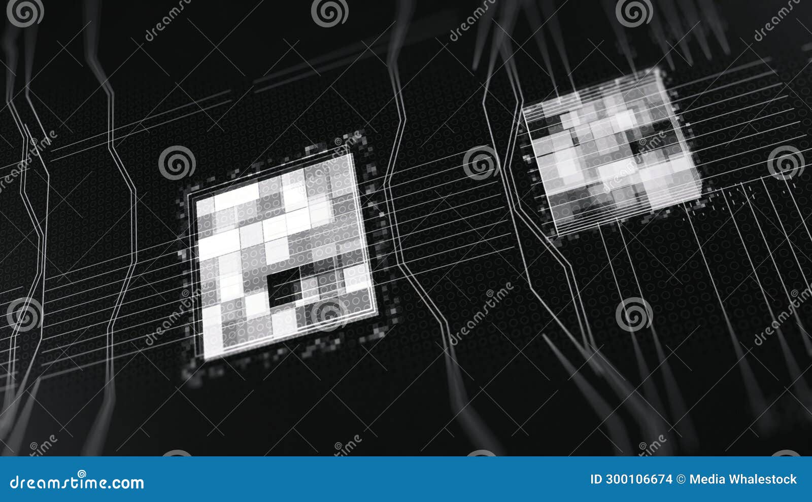 Monochrome Animation of Processors CPU. Animation. Motherboard Digital ...