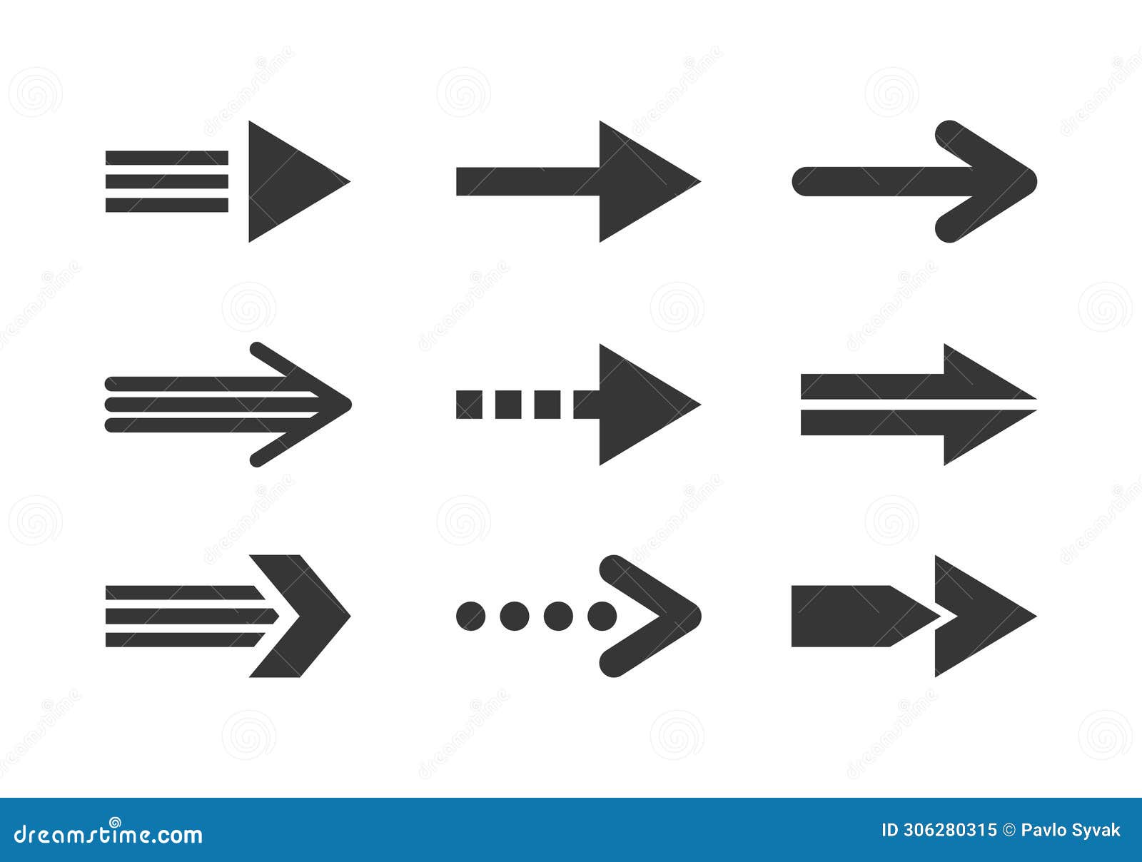 Monochrome Arrow Symbols Set Features Minimalist Design, Offering Clear ...