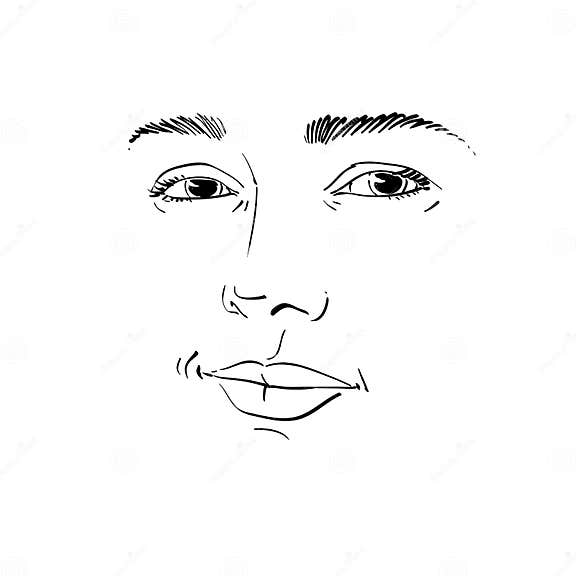 Monochrome Art Vector Portrait Of Flirting Woman Face Expressions