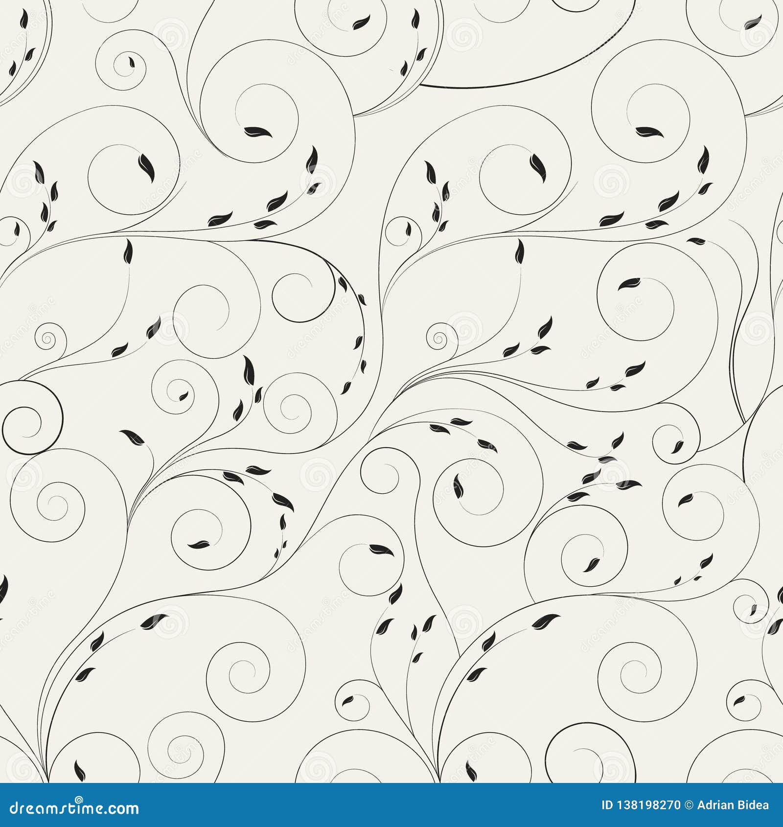 Swirl with Leaves Vector Floral Pattern. Stock Illustration ...