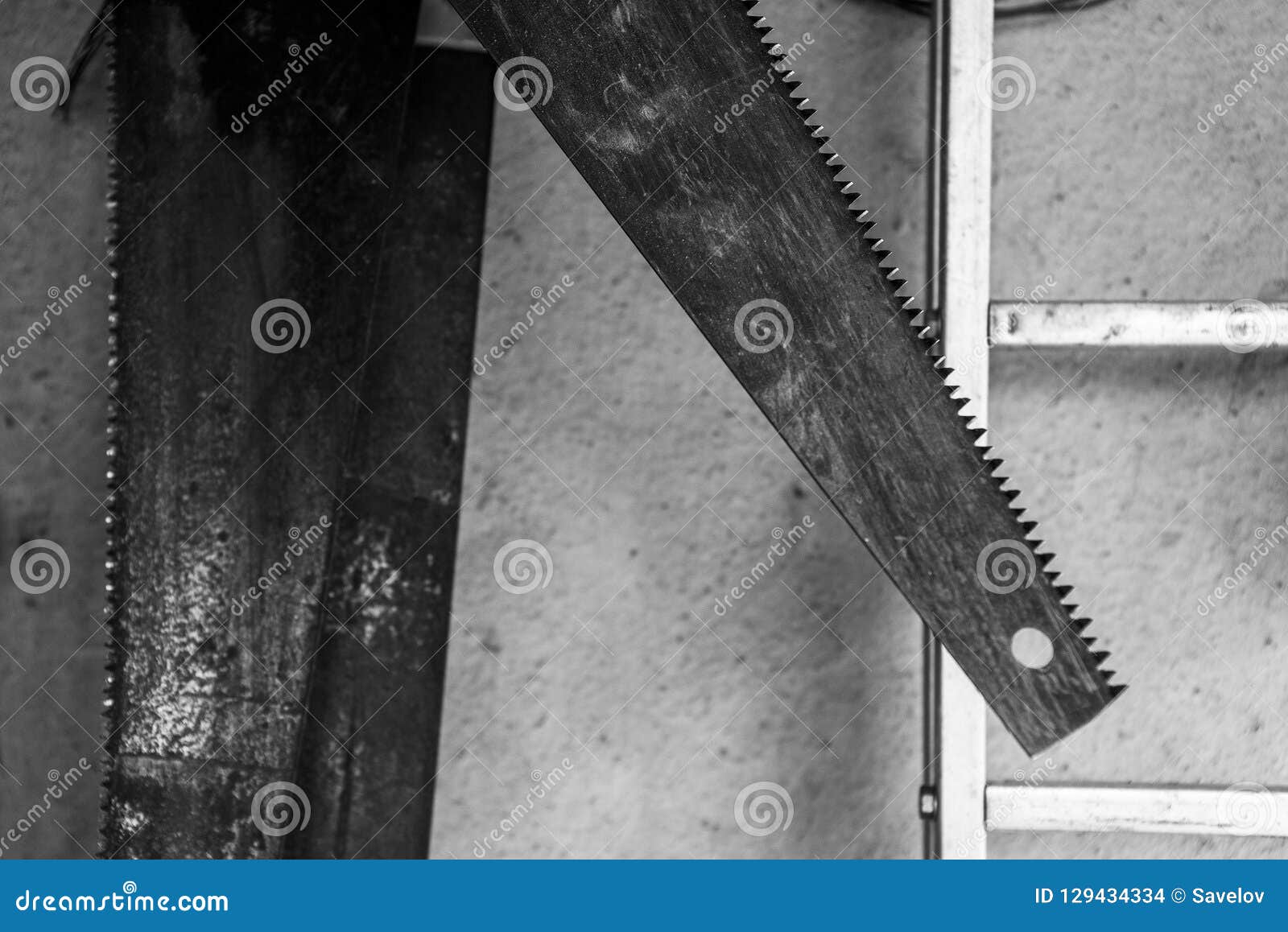 Monochrome Background with Used Saws Stock Photo - Image of steel ...