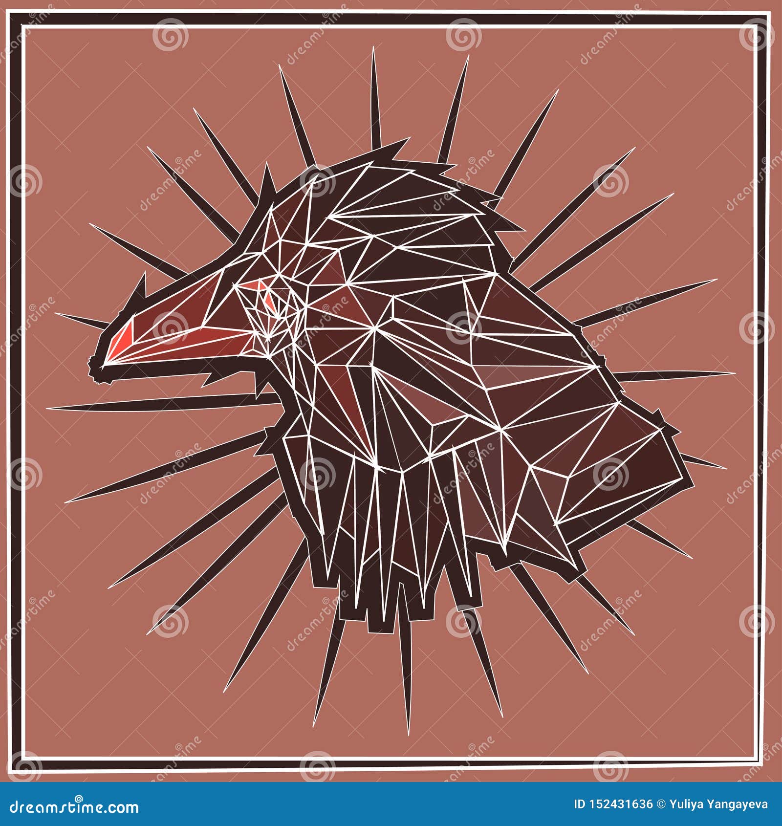 Monochrome Bird Silhouette in Red Triangles Silhouette Stock Vector ...