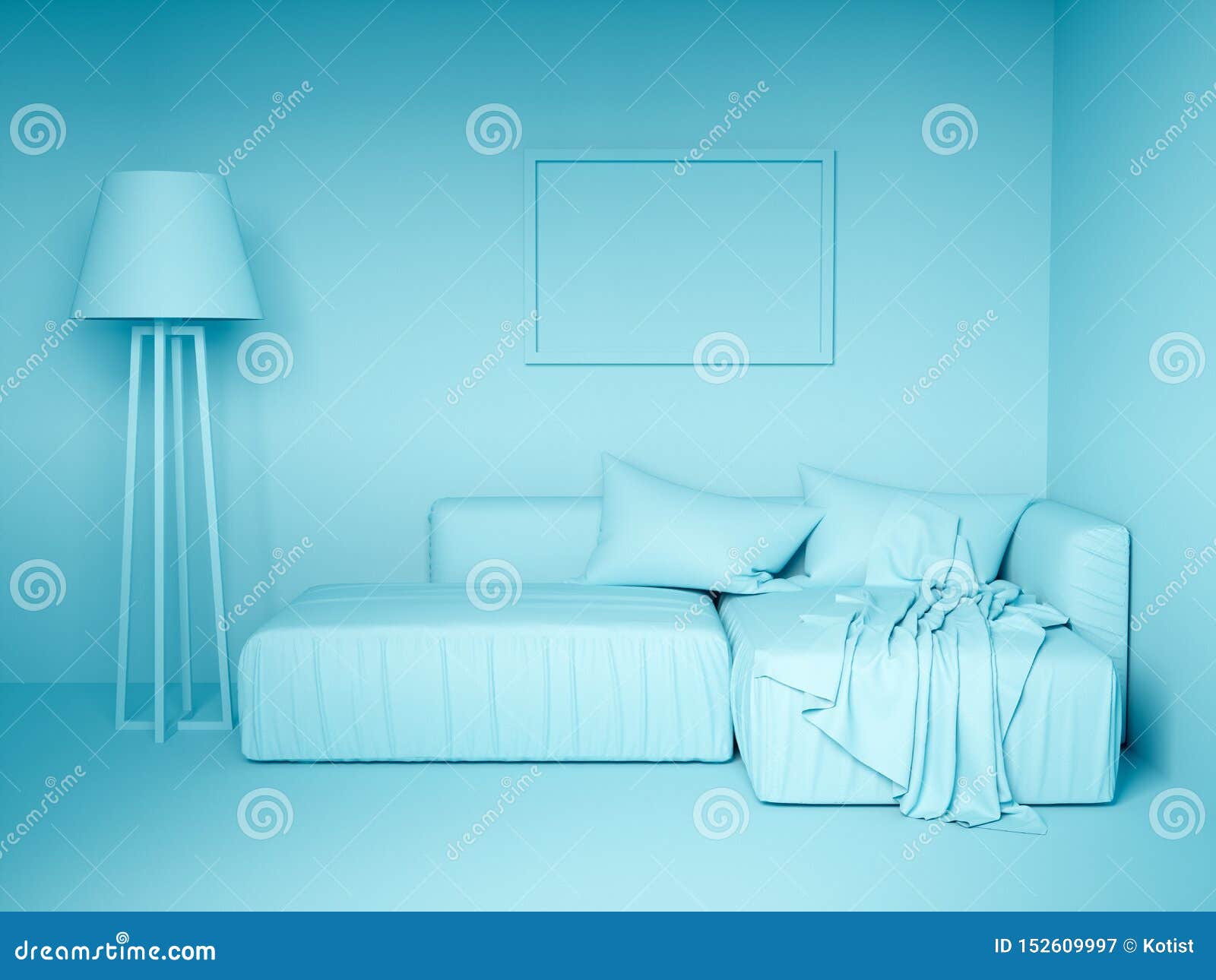 Monochrome blue interior stock illustration. Illustration of chair ...