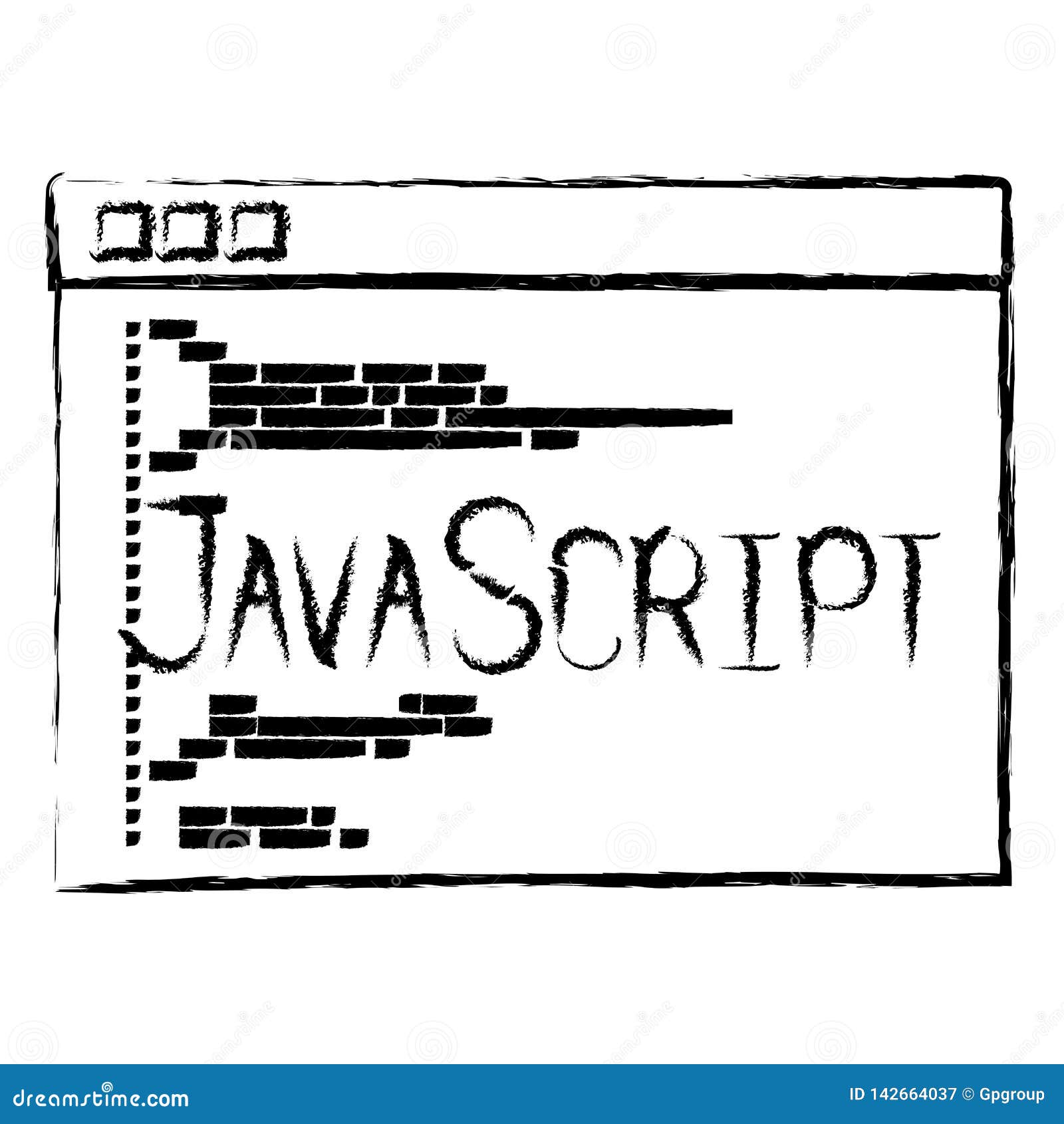 Monochrome Blurred Silhouette Of Programming Window With Code Javascript Stock Vector