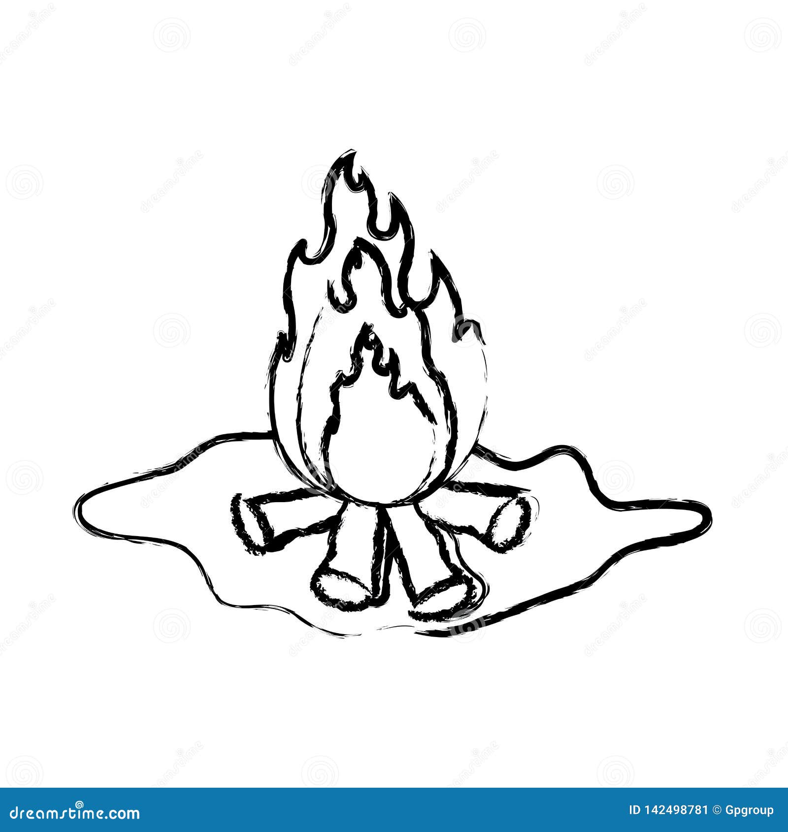Monochrome Blurred Silhouette of Wood Fire in Floor Stock Vector ...