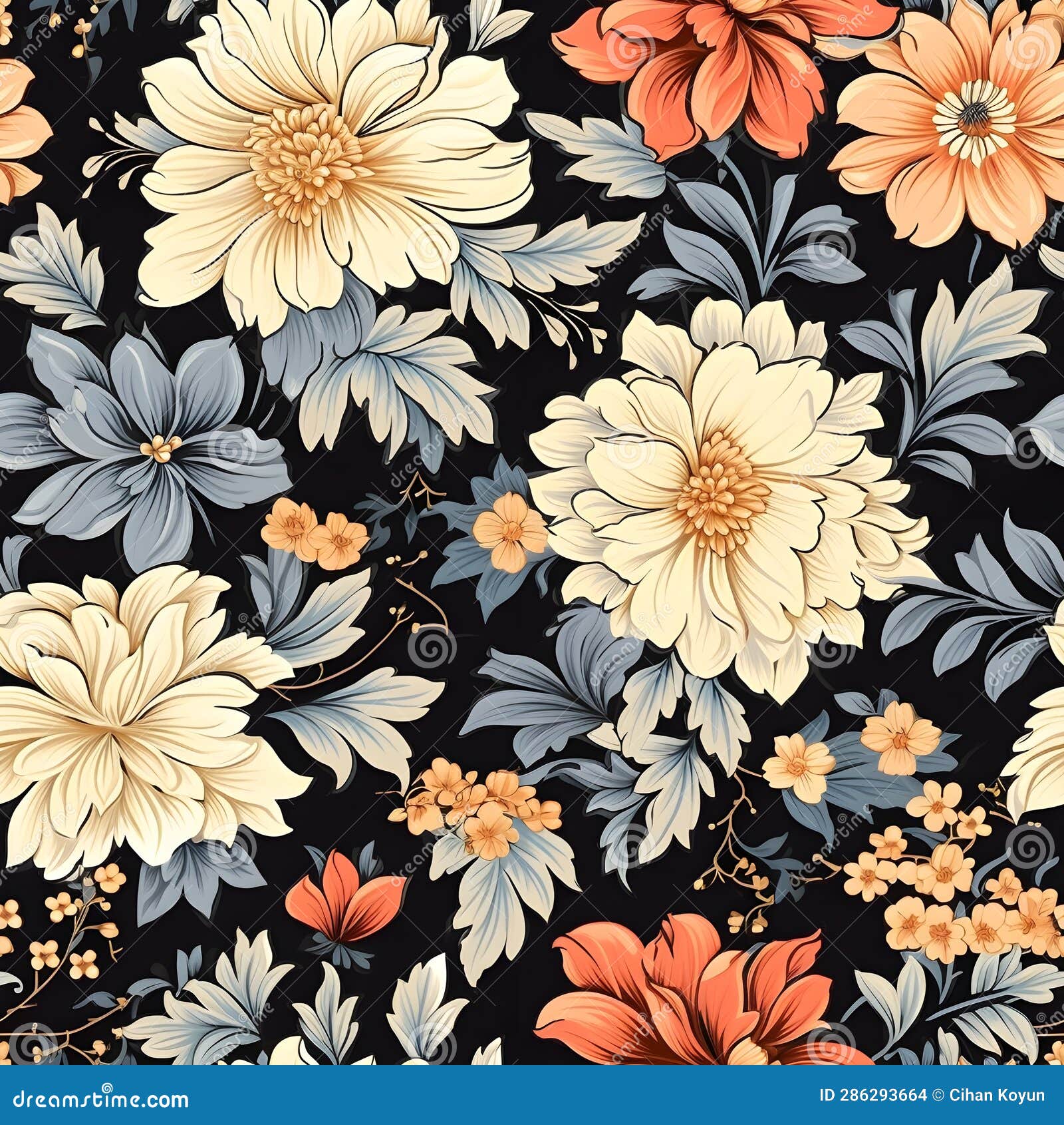 Monochrome Botanical Pattern Art Stock Illustration - Illustration of ...