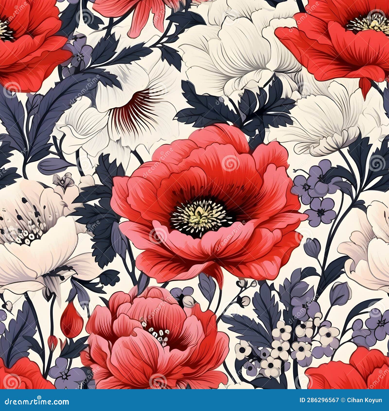 Monochrome Botanical Pattern Art Stock Illustration - Illustration of ...