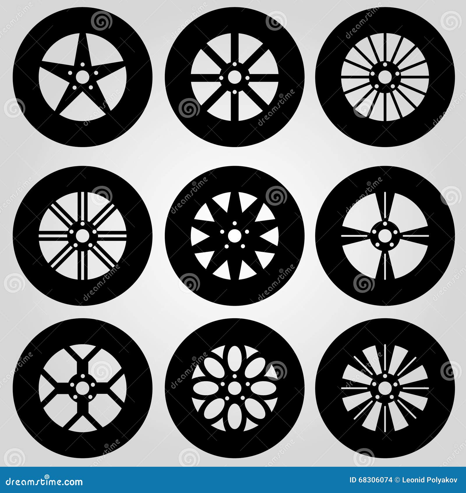 Monochrome Car Wheels Collection Stock Vector - Illustration of ...