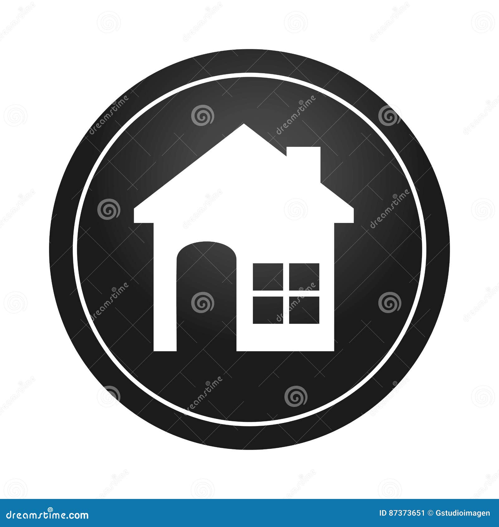 Monochrome Circular Emblem with Home Stock Vector - Illustration of ...
